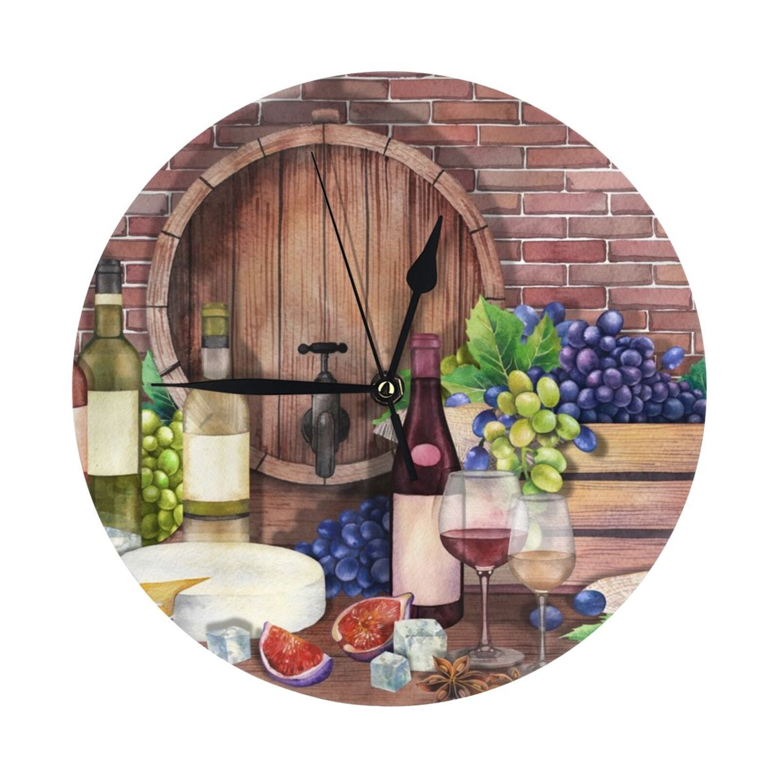 Wall Clock, Bottle Glass Red Wine Wall Clocks Battery Operated Silent ...