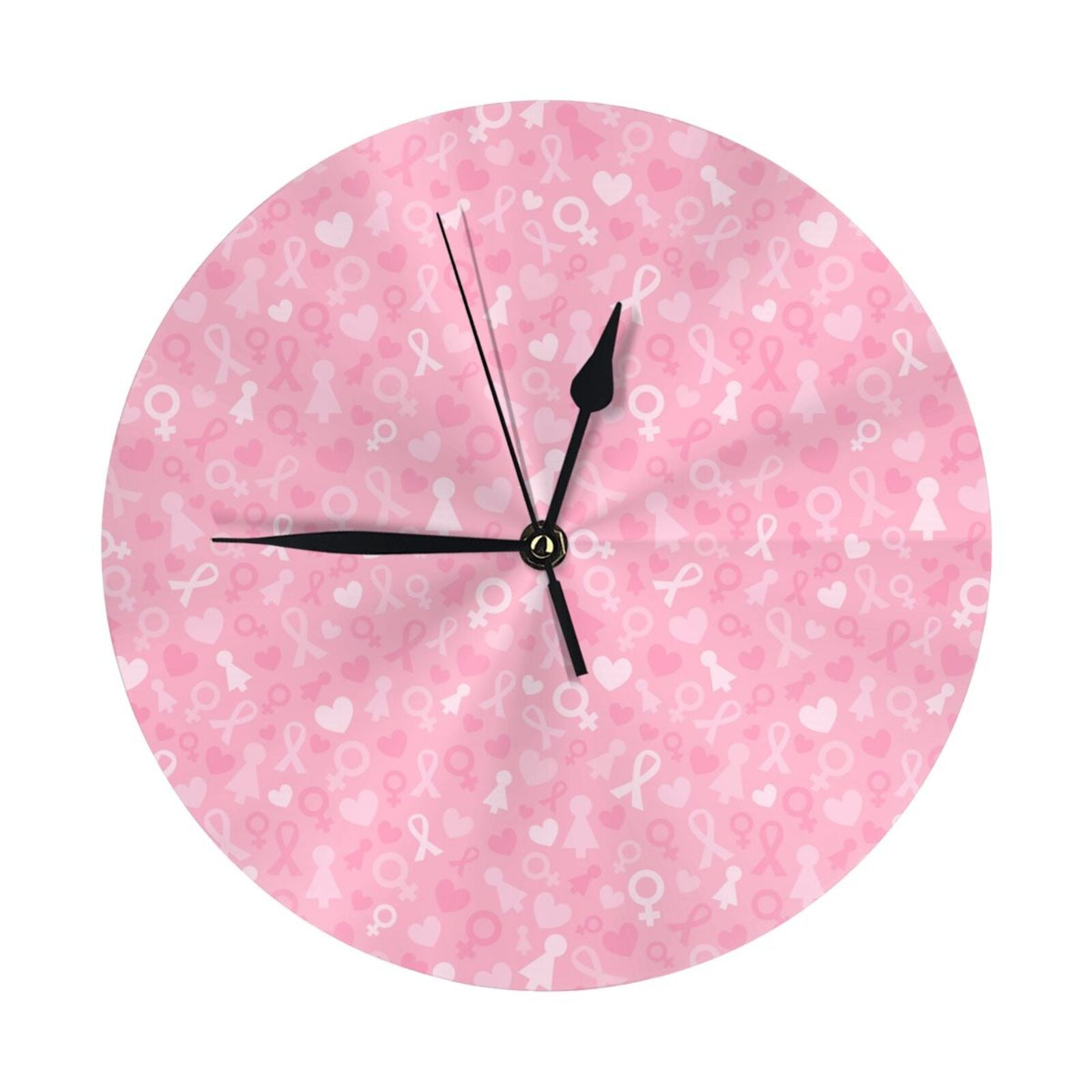 Wall Clock Breast Cancer Awareness Wall Clocks Battery Operated, Modern ...