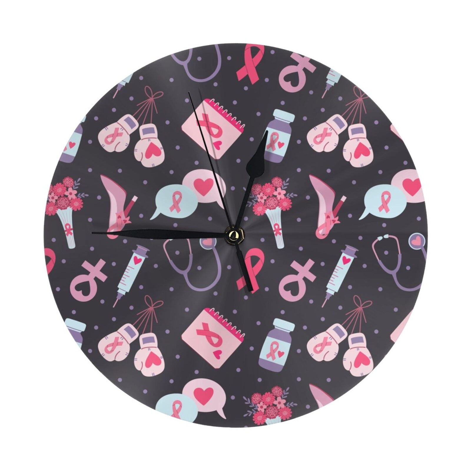 Wall Clock, Breast Cancer Awareness1 Wall Clocks Battery Operated ...