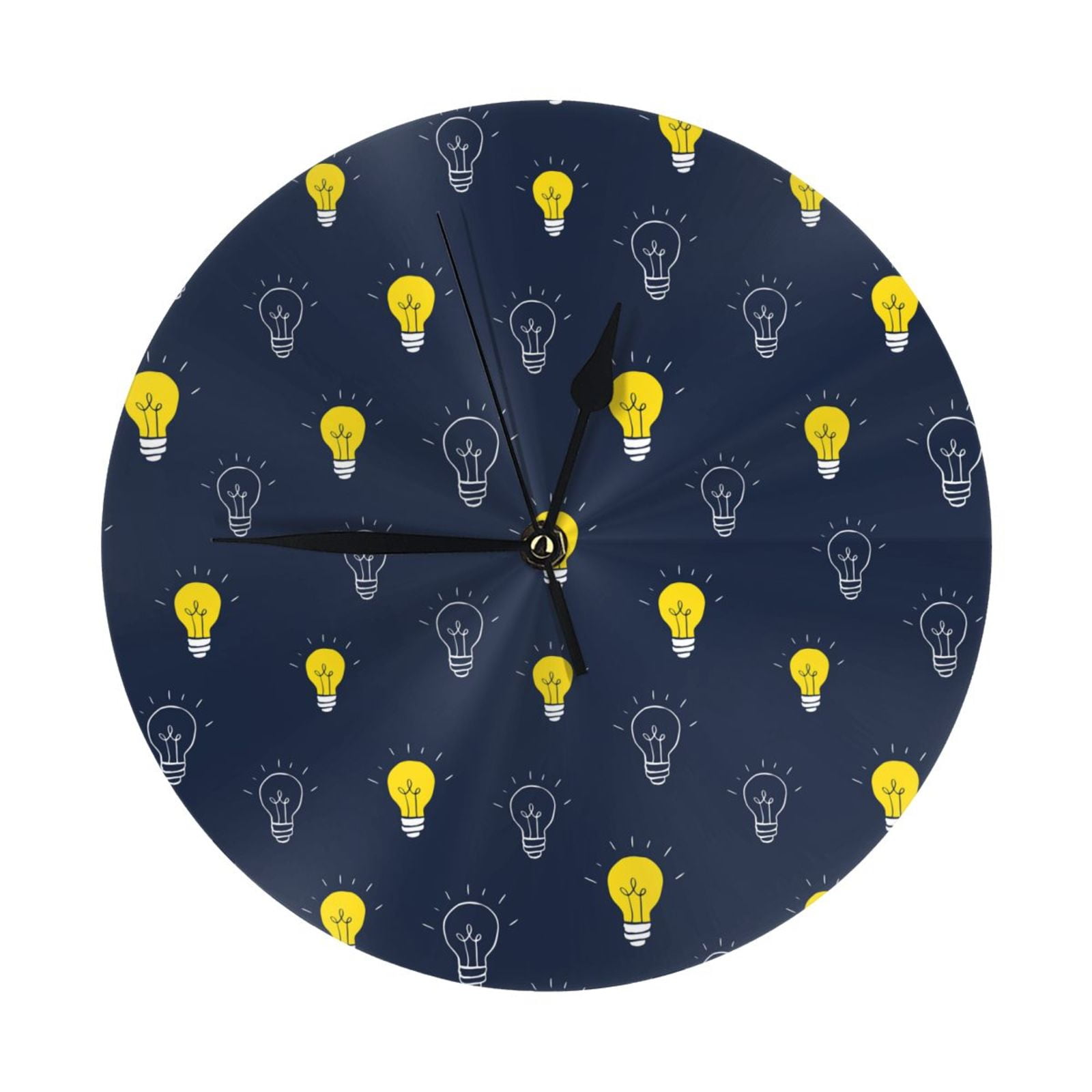 Wall Clock Bulb Shiny Pattern Wall Clocks Battery Operated, Modern Wall ...