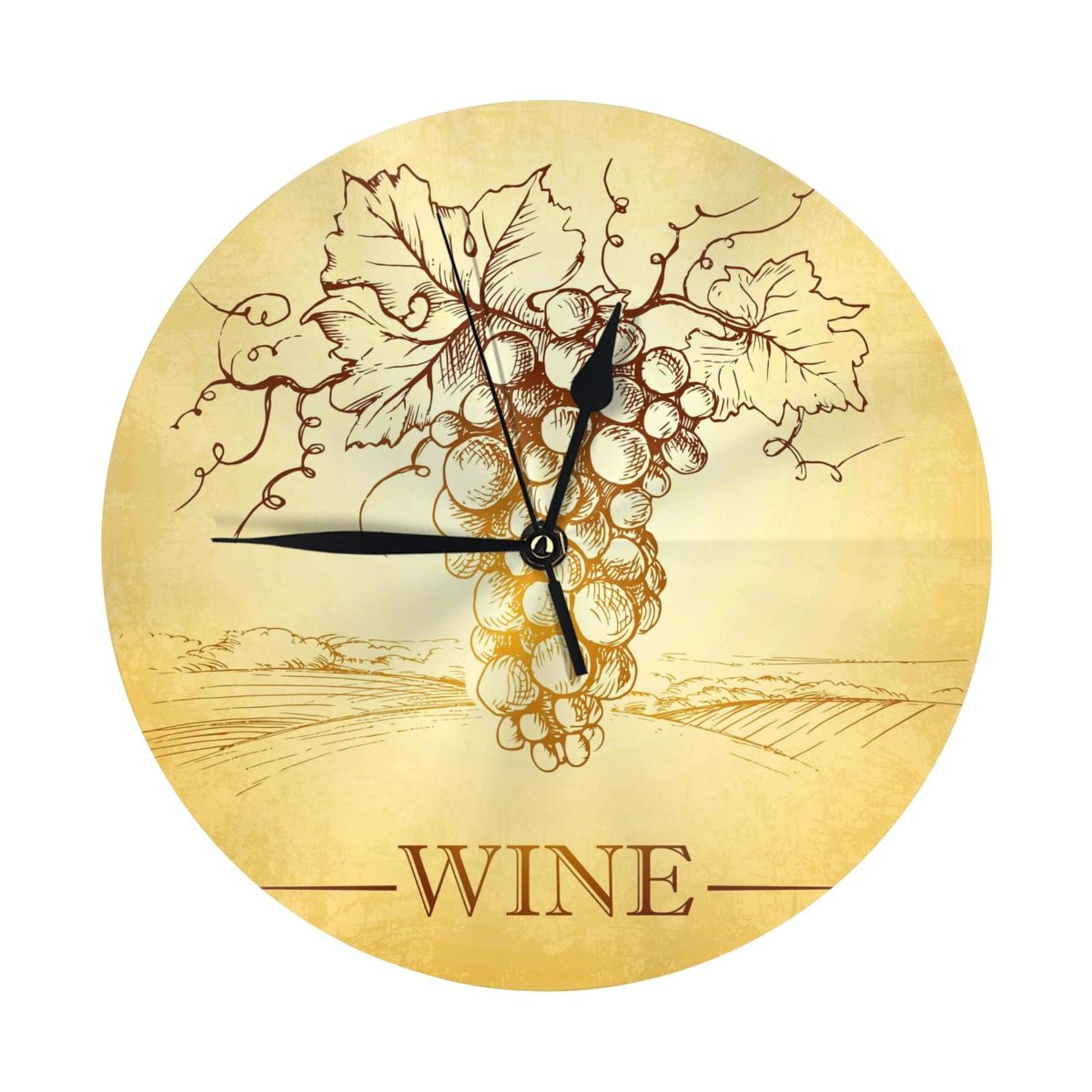 Wall Clock, Bunch of Grapes Wall Clocks Battery Operated Silent Kitchen ...
