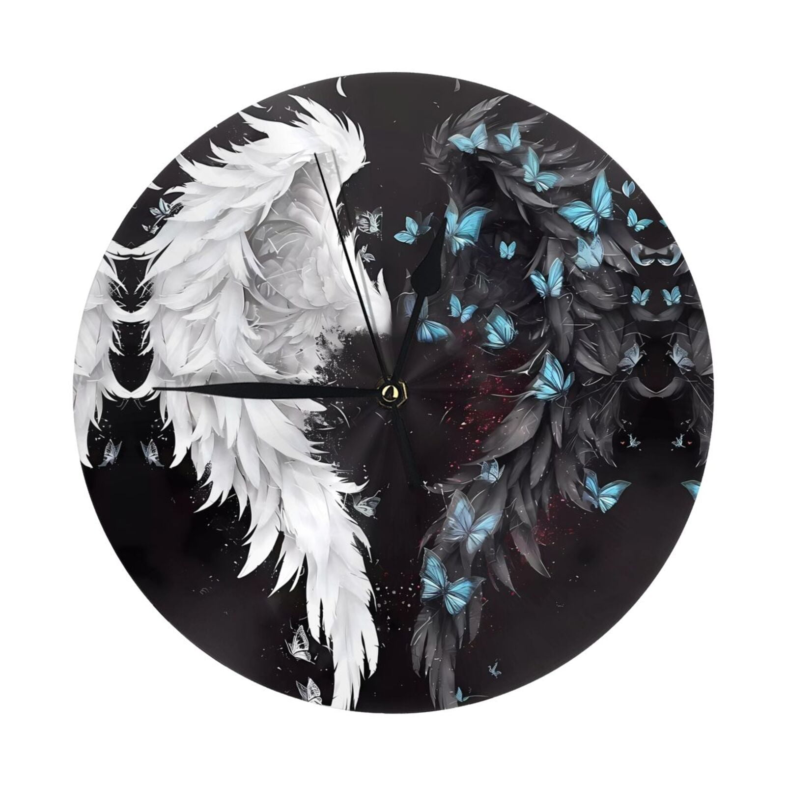 Wall Clock, Butterfly Angel Wings Art Wall Clocks Battery Operated ...