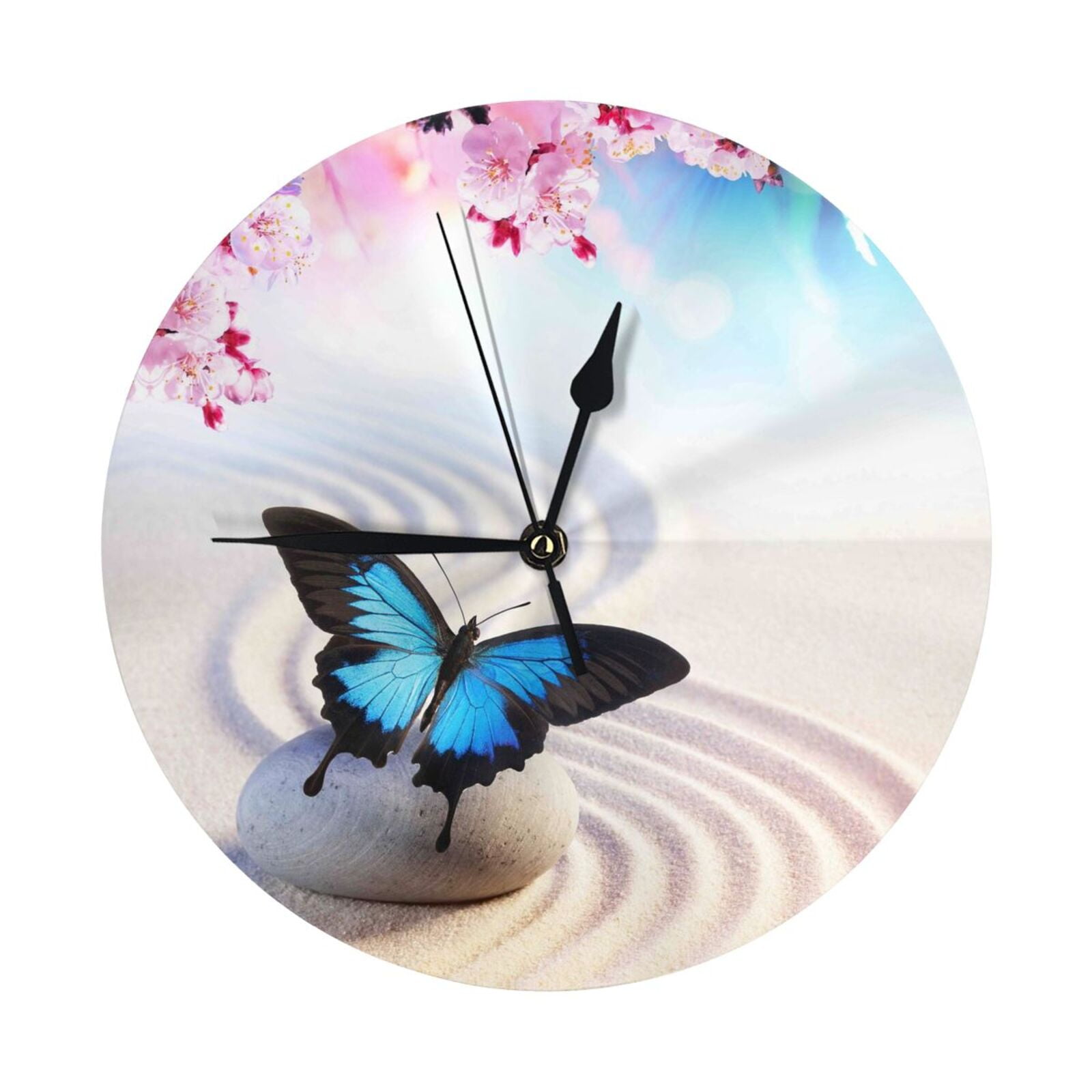 Wall Clock, Butterfly In Blossoms Zen Wall Clocks Battery Operated ...