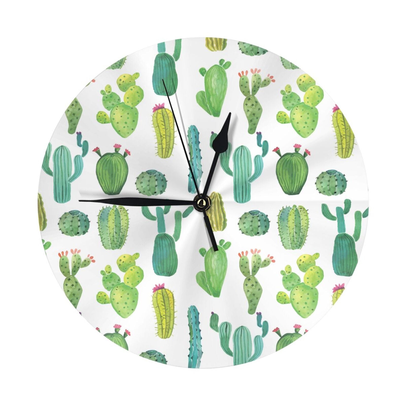 Wall Clock, Cactus Pattern Wall Clocks Battery Operated Silent Kitchen ...