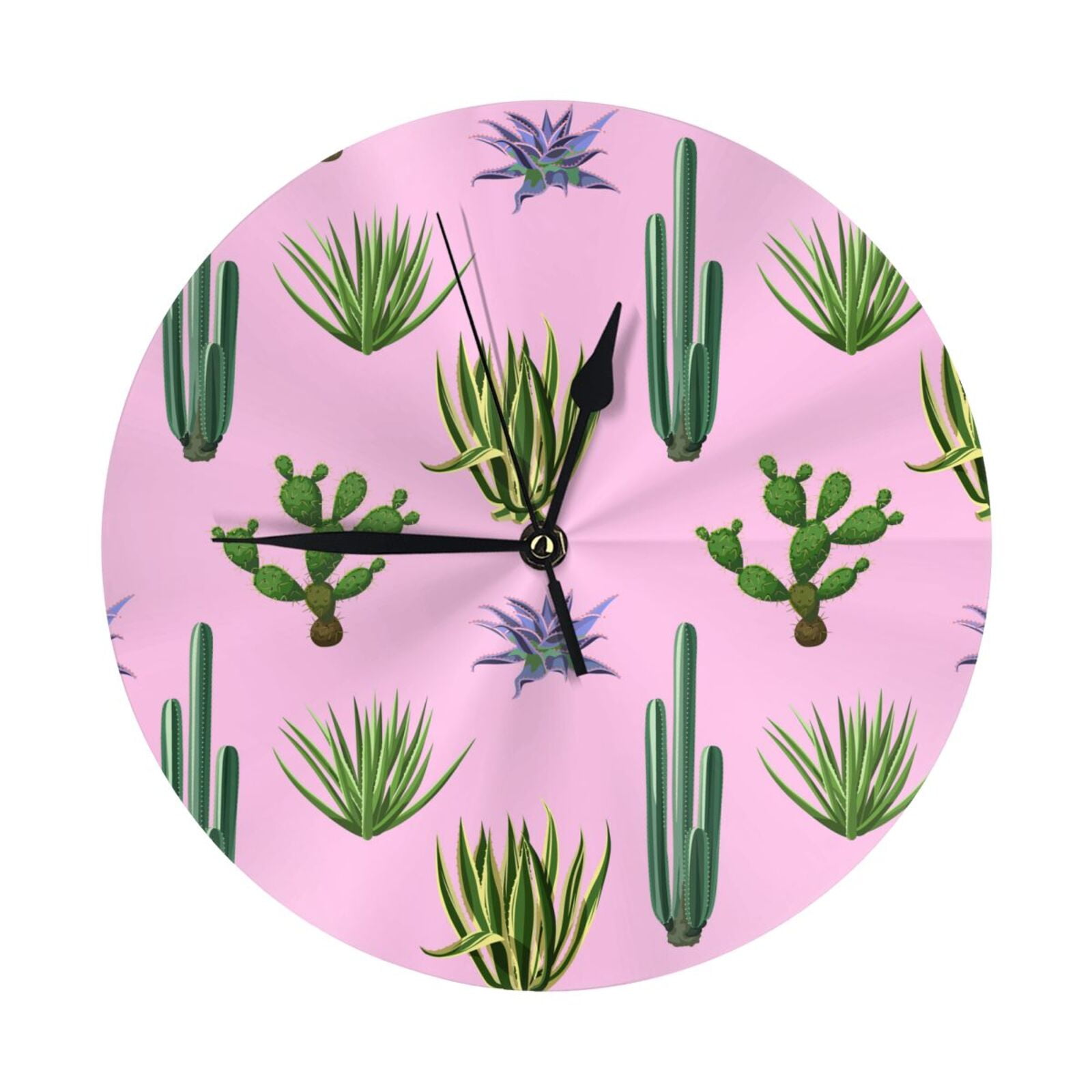 Wall Clock Cactus aloe vera Wall Clocks Battery Operated, Modern Wall ...