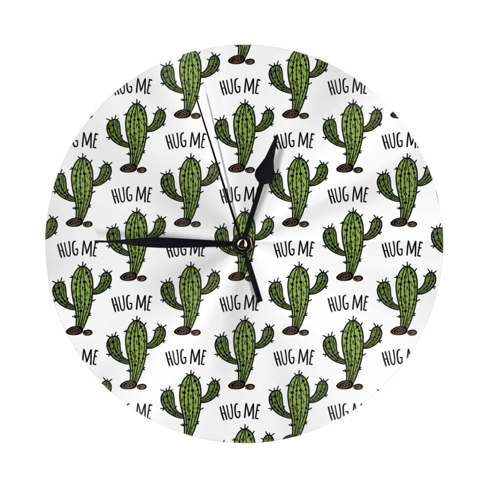 Wall Clock Cactus hug me Pattern Wall Clocks Battery Operated, Modern ...