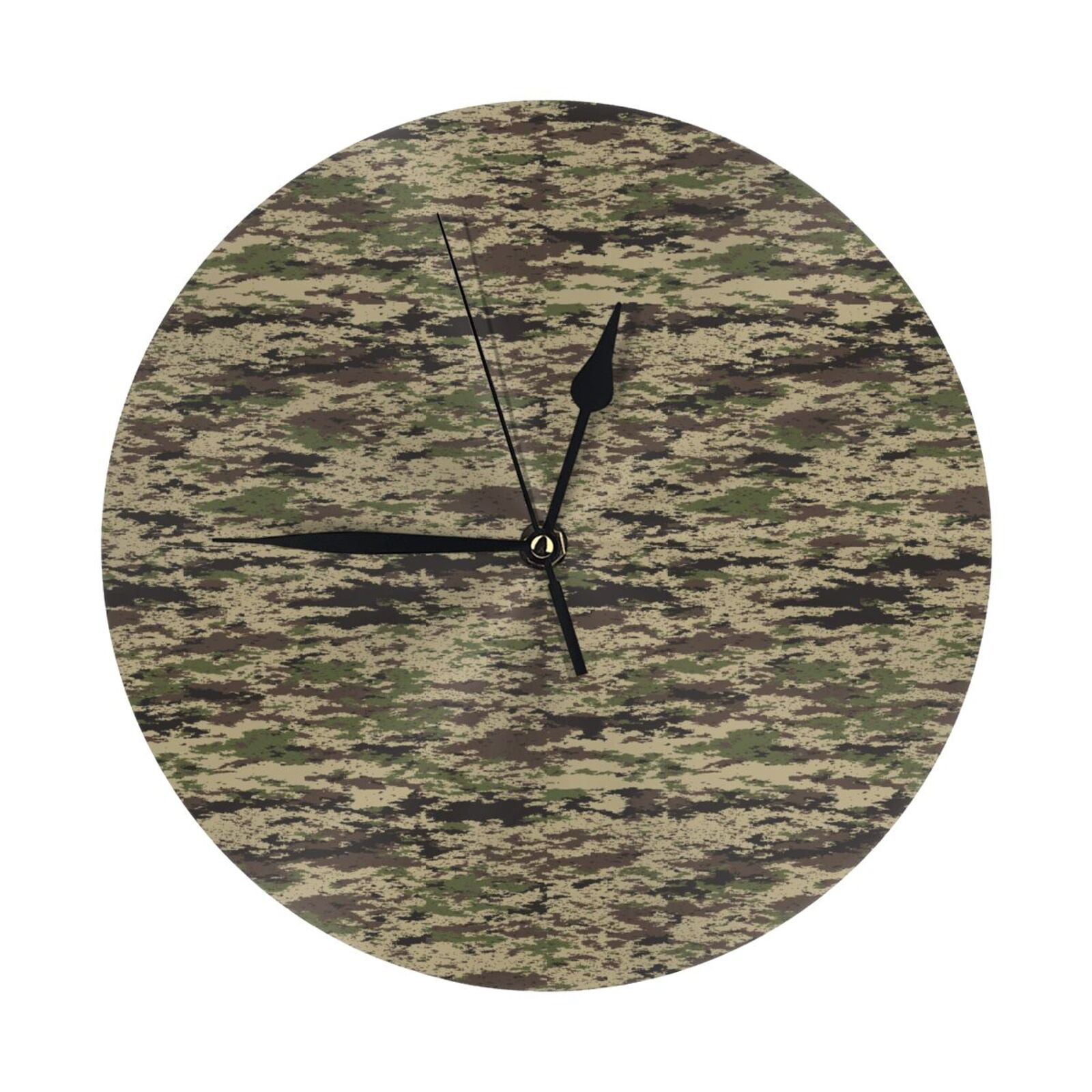 Wall Clock, Camo Green Wall Clocks Battery Operated Silent Kitchen ...