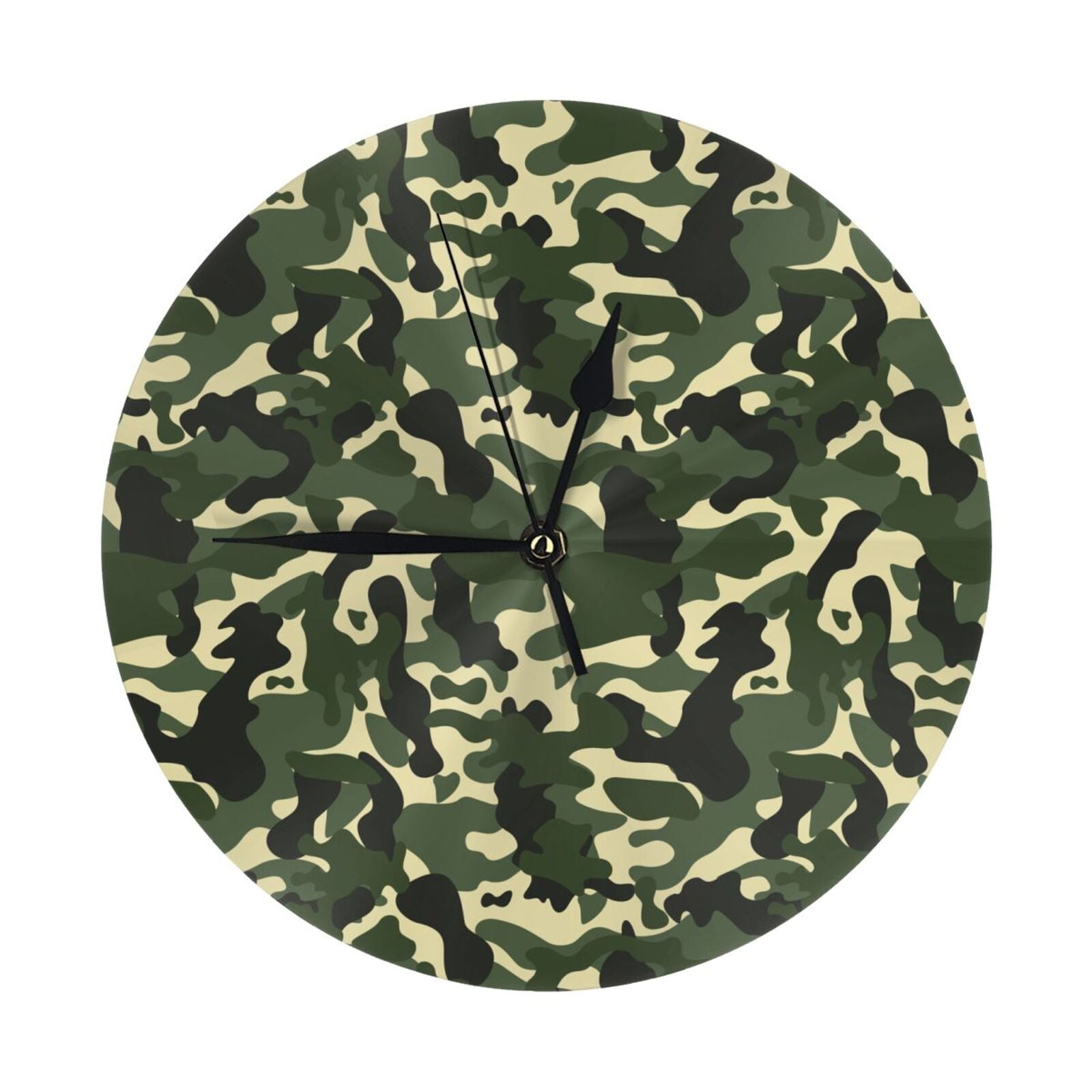 Wall Clock, Camouflage Dark Green Wall Clocks Battery Operated Silent ...