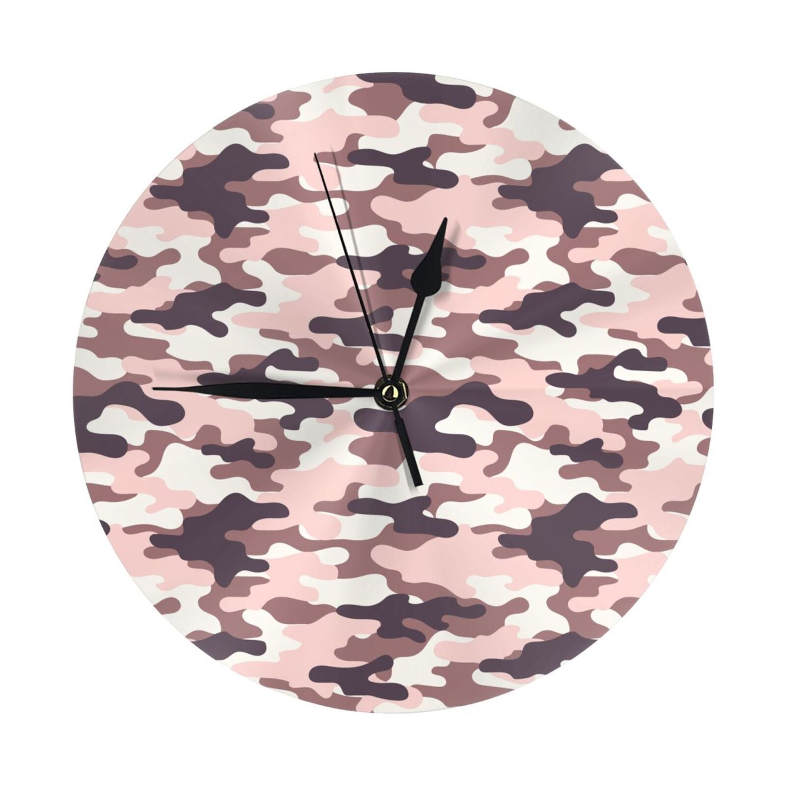 Wall Clock Camouflage Pink Wall Clocks Battery Operated, Modern Wall ...