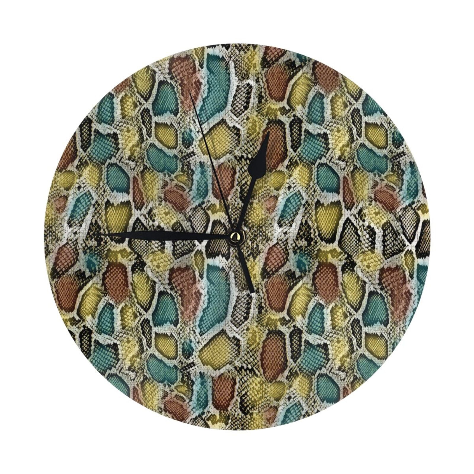 Wall Clock, Camouflage snake Print Wall Clocks Battery Operated Silent ...