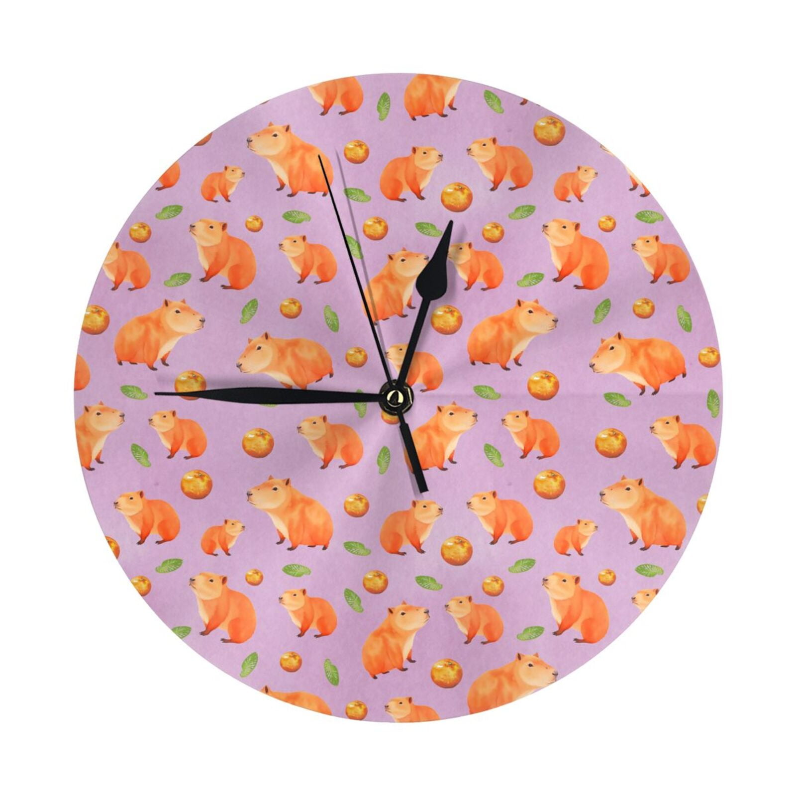 Wall Clock, Capybara Purple Wall Clocks Battery Operated Silent Kitchen ...