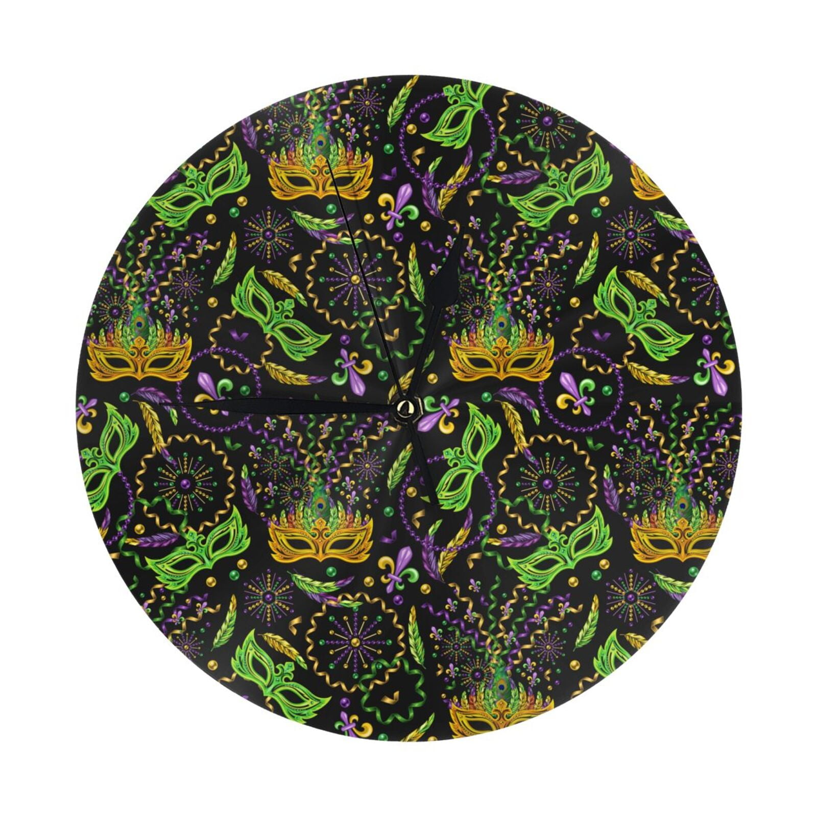 Wall Clock, Carnival Mardi Gras3 Wall Clocks Battery Operated Silent ...