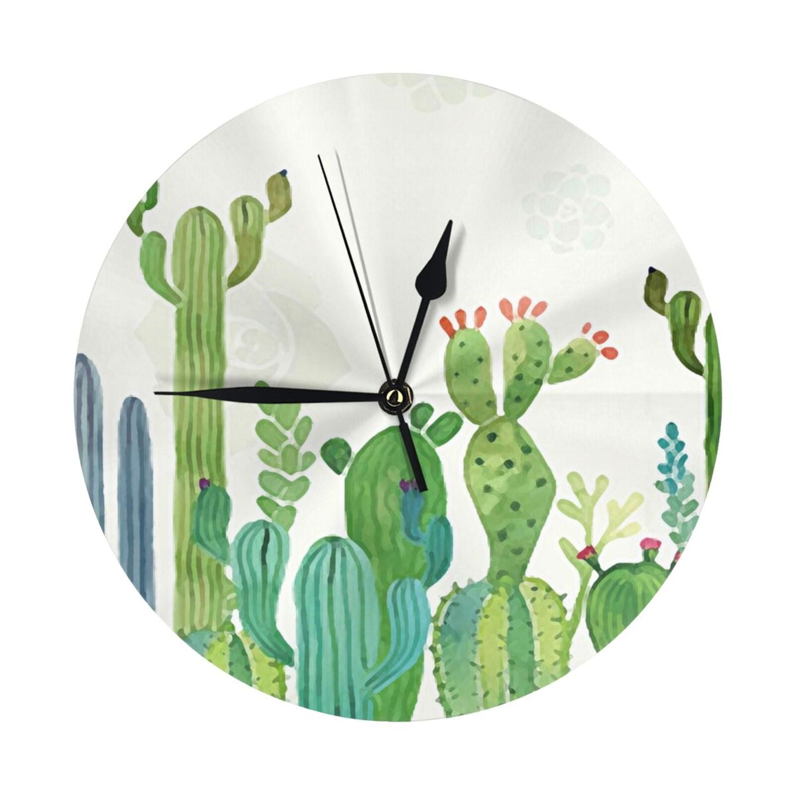 Wall Clock Cartoon Cactus Wall Clocks Battery Operated, Modern Wall ...