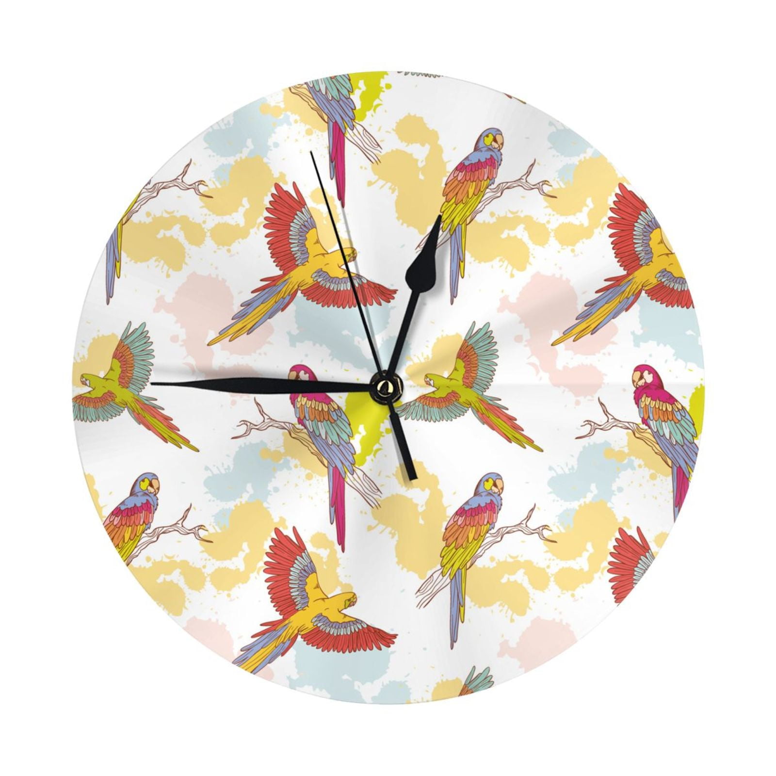 Wall Clock, Cartoon Colorful Cute Parrot Wall Clocks Battery Operated ...