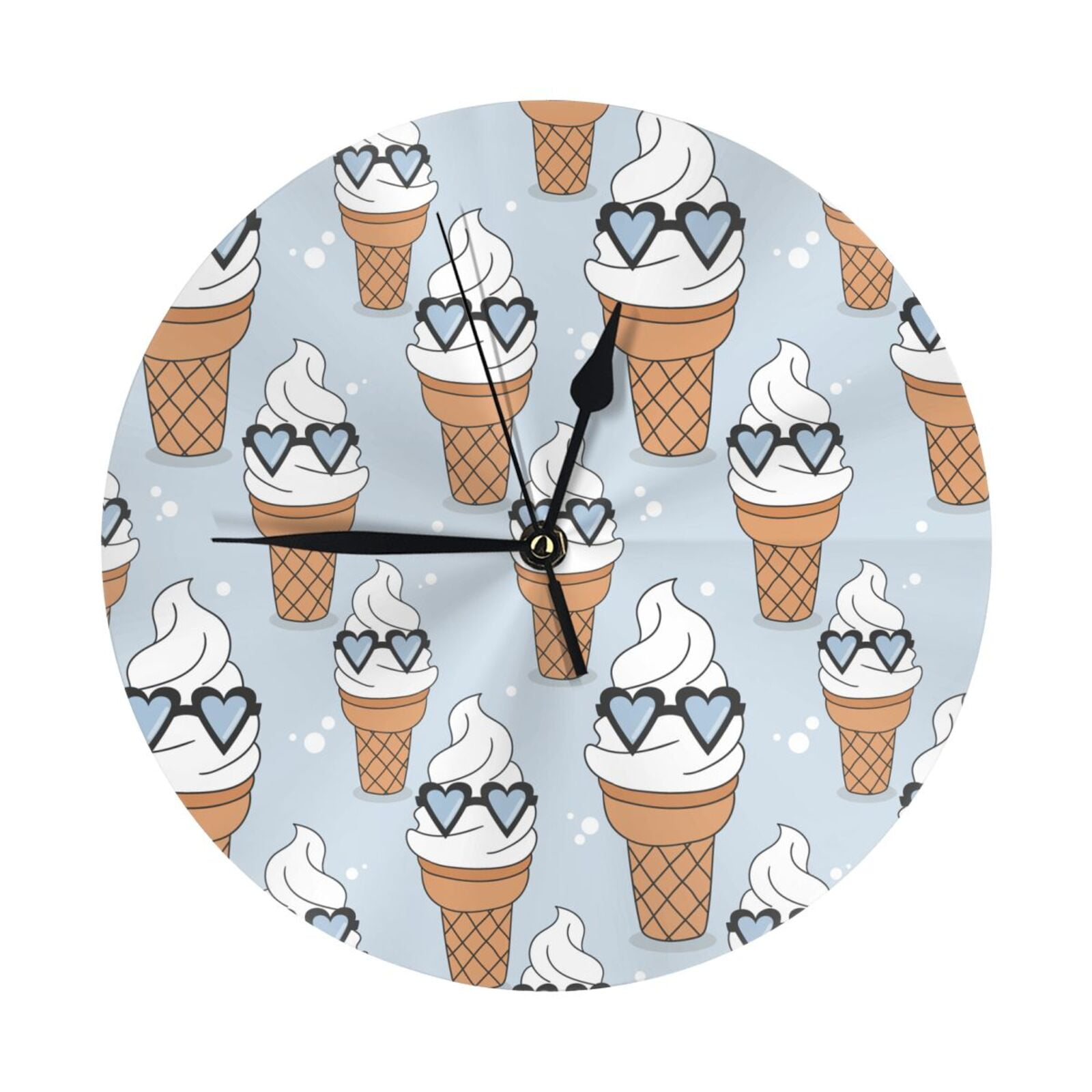 Wall Clock Cartoon Cool Ice Cream Print Wall Clocks Battery Operated ...