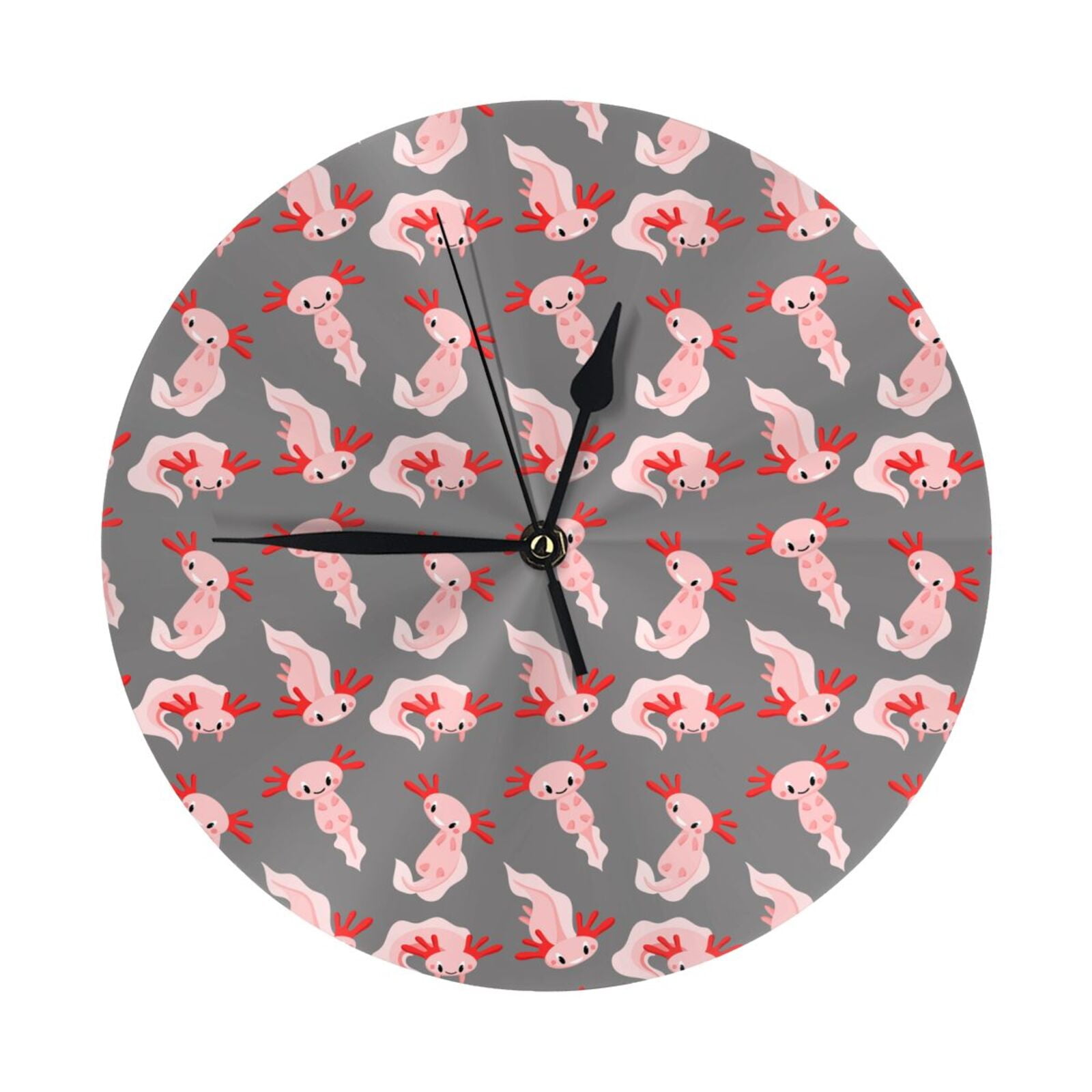Wall Clock, Cartoon Cute Axolotl Pink_C Wall Clocks Battery Operated ...