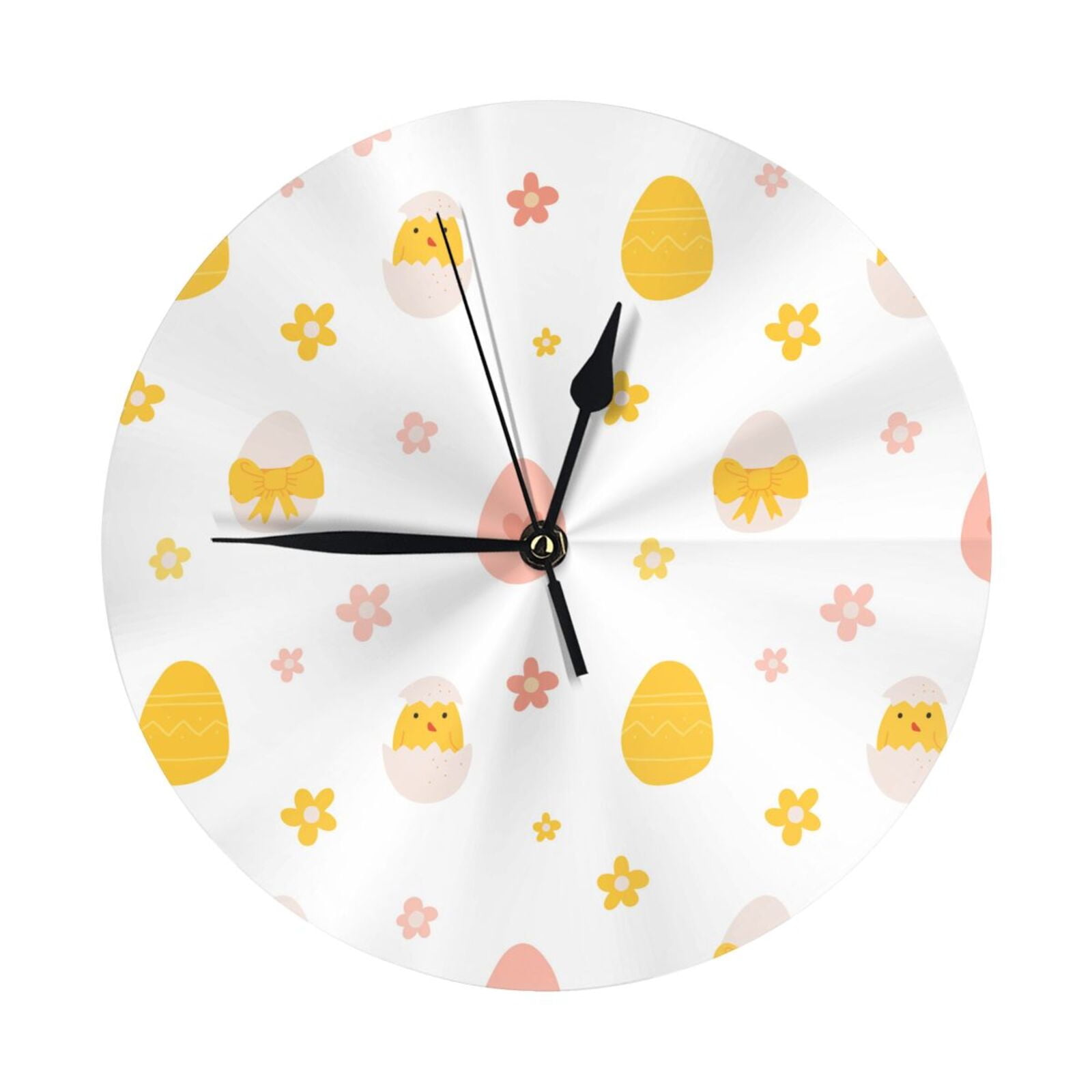 Wall Clock Cartoon Cute Chick Egg Flower Wall Clocks Battery Operated ...
