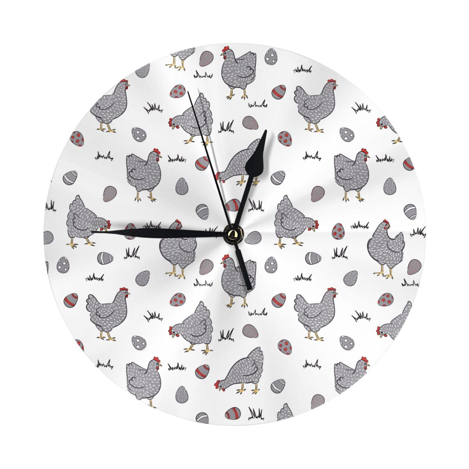 Wall Clock Cartoon Cute Chicken Egg Gray Wall Clocks Battery Operated ...