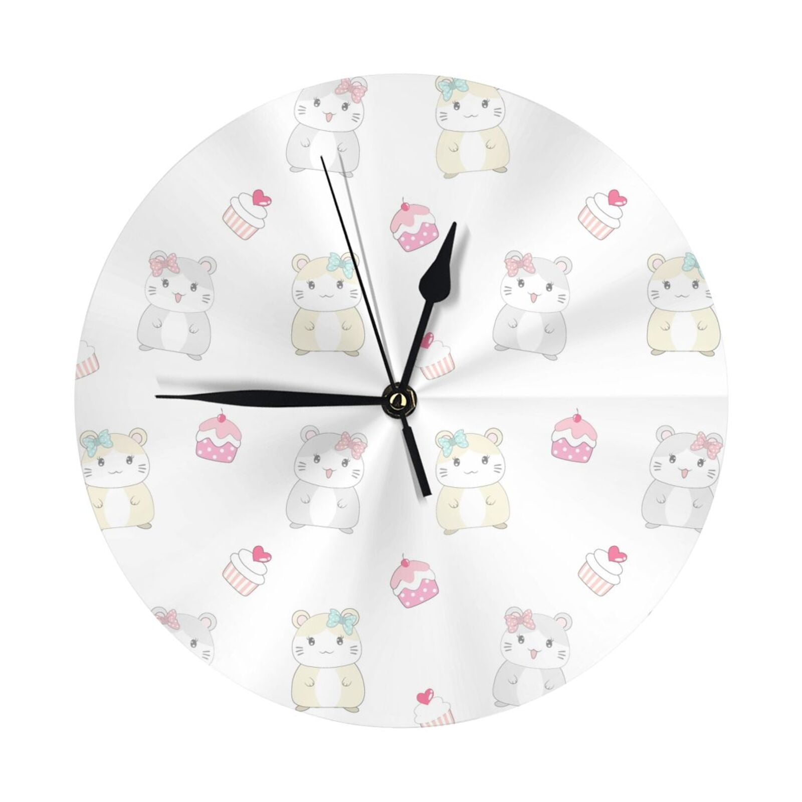 Wall Clock, Cartoon Cute Hamster Cake Wall Clocks Battery Operated ...