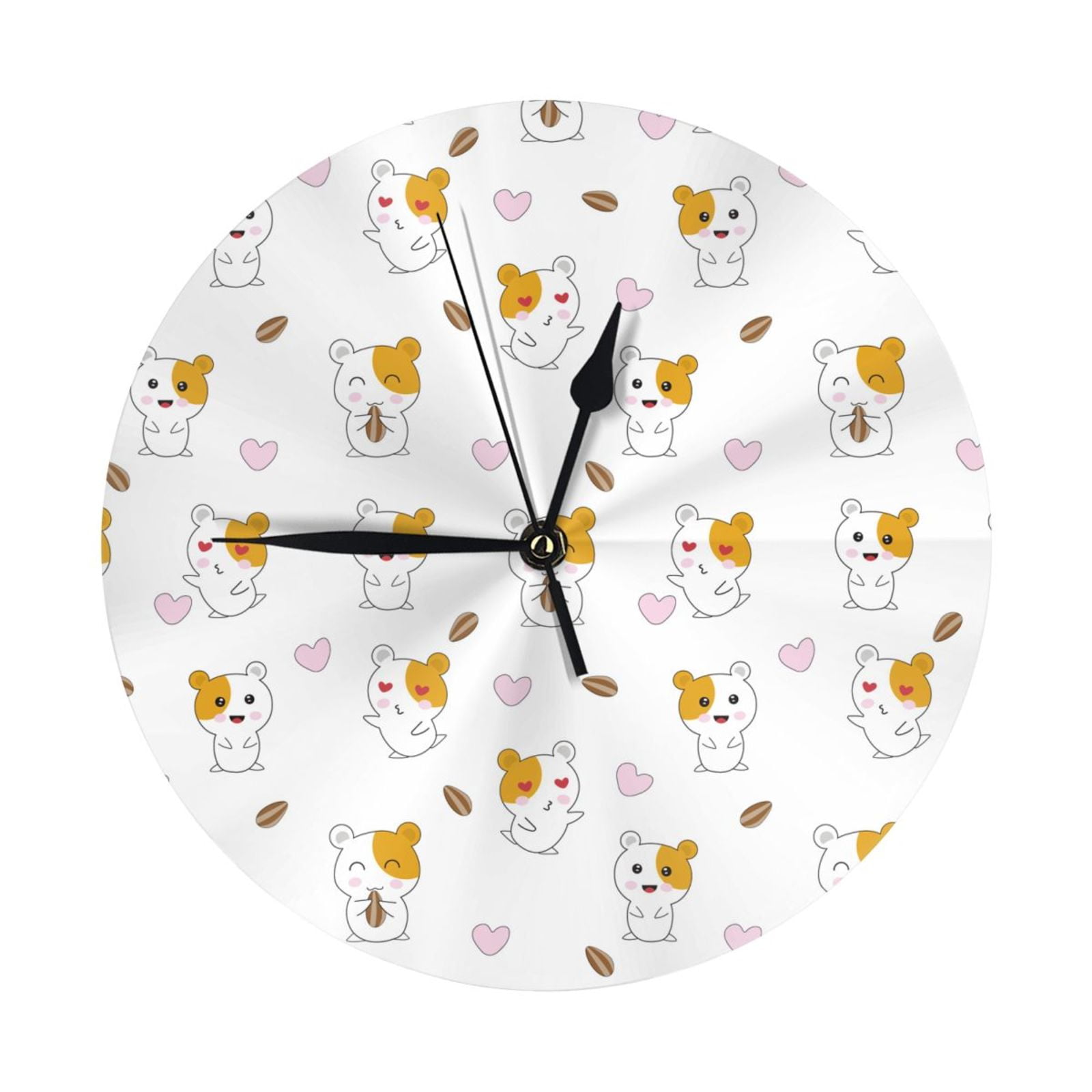 Wall Clock Cartoon Cute Hamster Love Wall Clocks Battery Operated ...