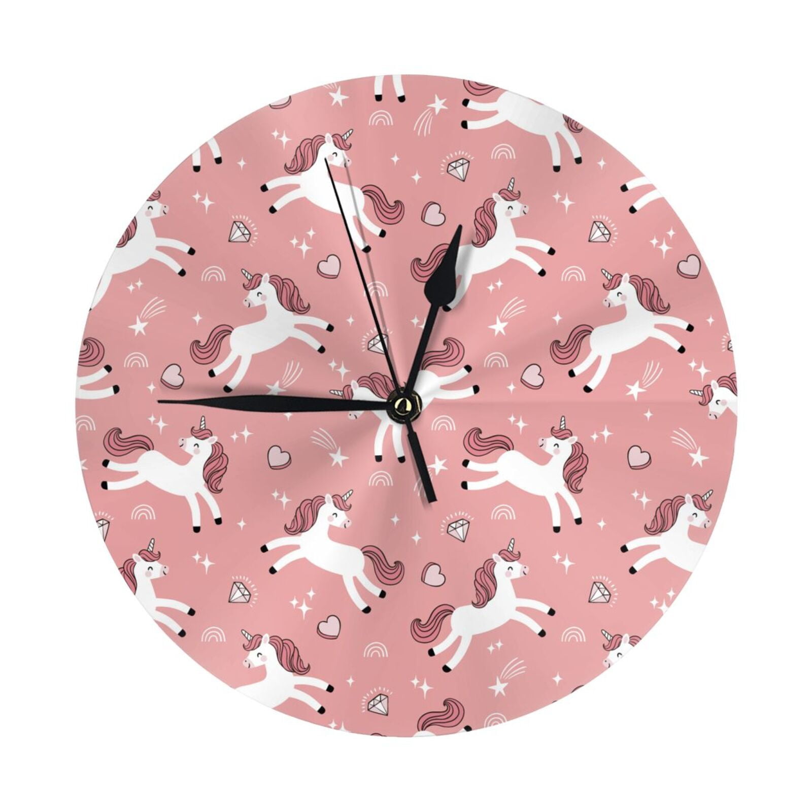 Wall Clock, Cartoon Cute Horse Love Pink Wall Clocks Battery Operated ...