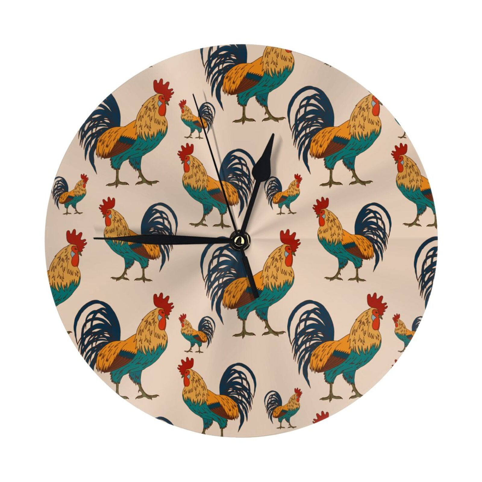 Wall Clock - Cartoon Cute Rooster Chicken 9.8 Inch Silent Non Ticking ...
