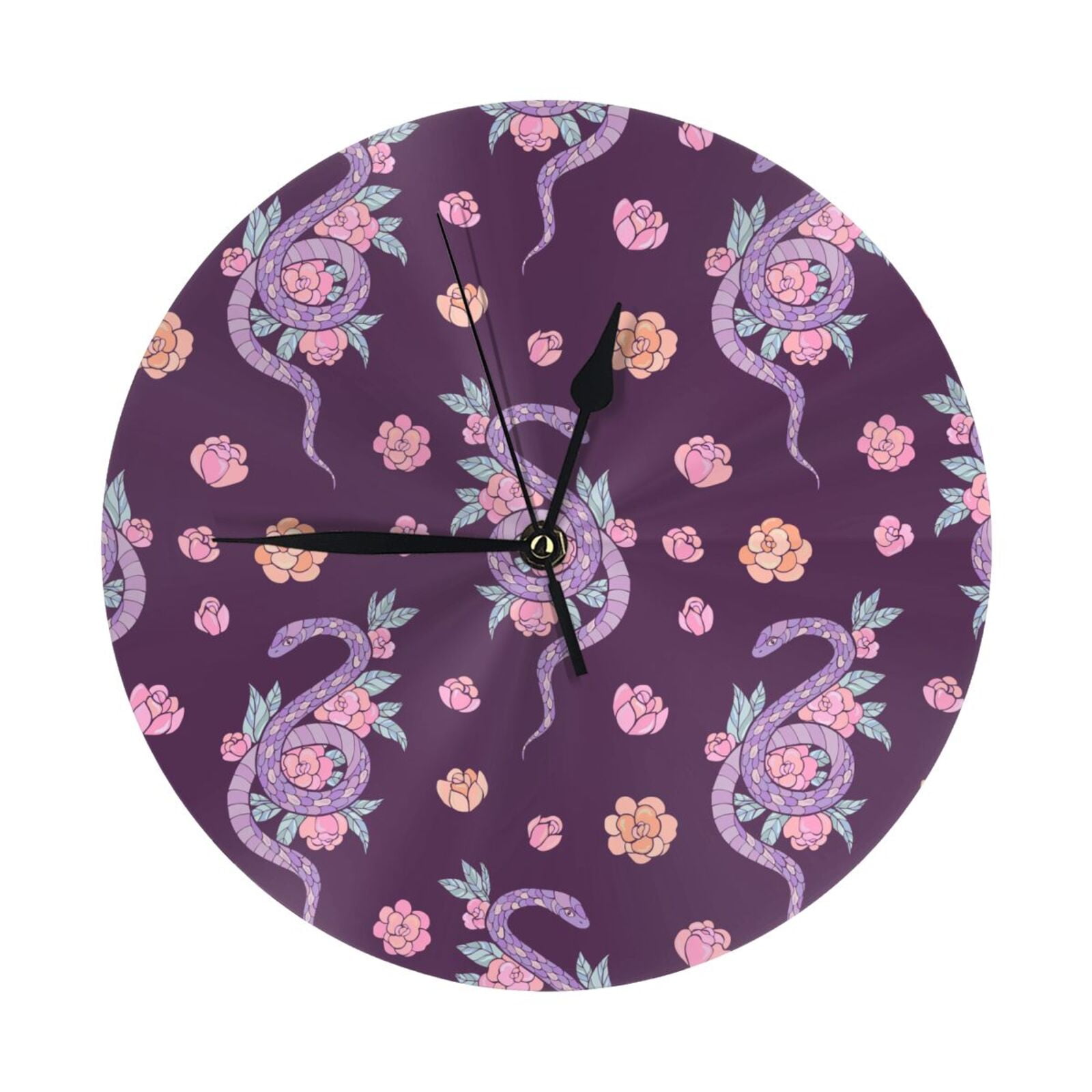 Wall Clock Cartoon Cute Snake Flower Wall Clocks Battery Operated ...
