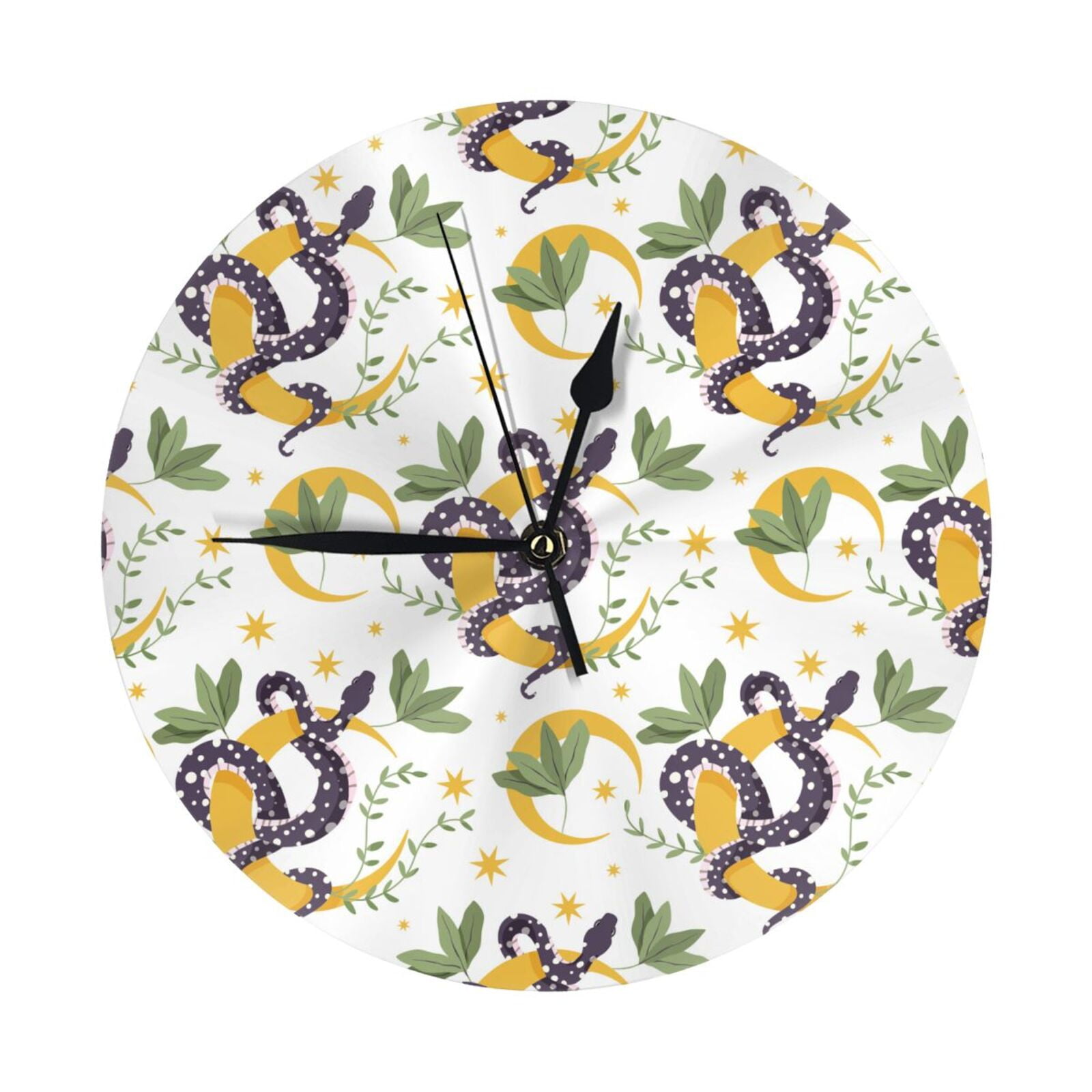 Wall Clock Cartoon Cute Snake Plant Wall Clocks Battery Operated ...