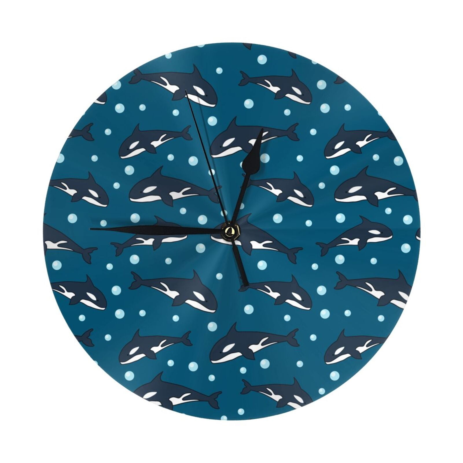 Wall Clock, Cartoon Cute Whale Bubble Wall Clocks Battery Operated ...