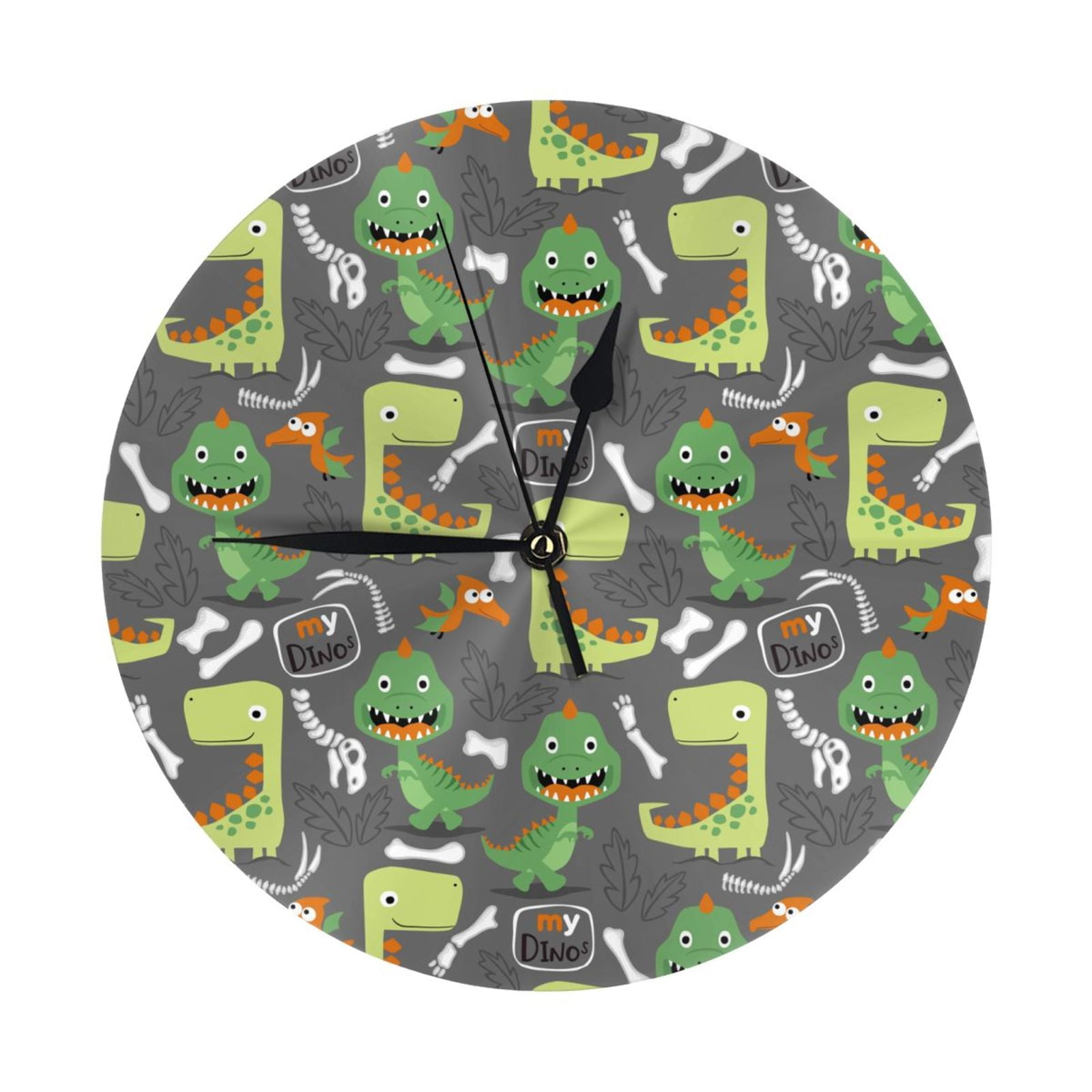Wall Clock, Cartoon Dinosaurs (2) Wall Clocks Battery Operated Silent ...