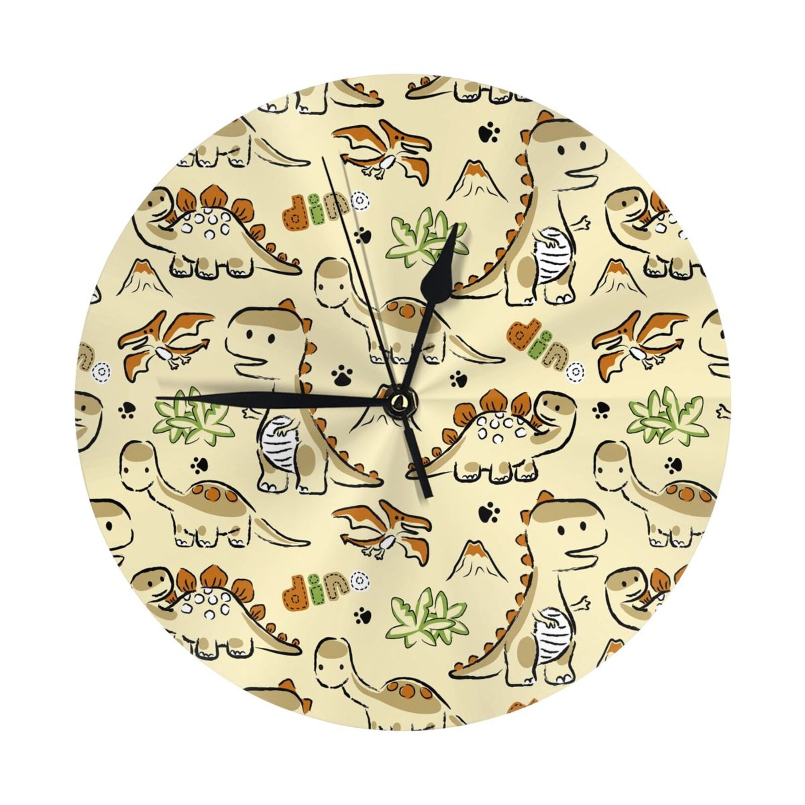 Wall Clock, Cartoon Dinosaurs Wall Clocks Battery Operated Silent ...