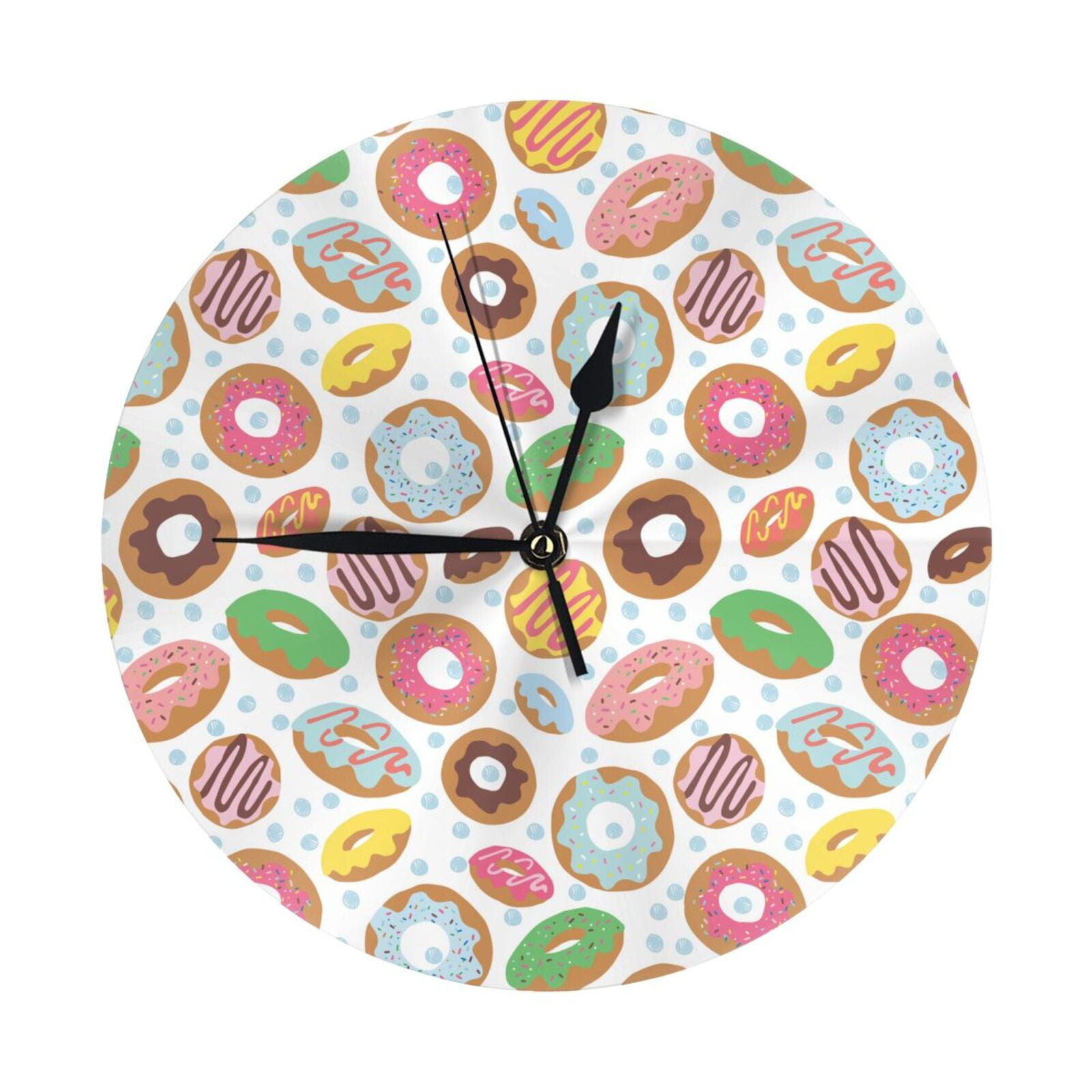 Wall Clock Cartoon Donut Print Cute Wall Clocks Battery Operated ...
