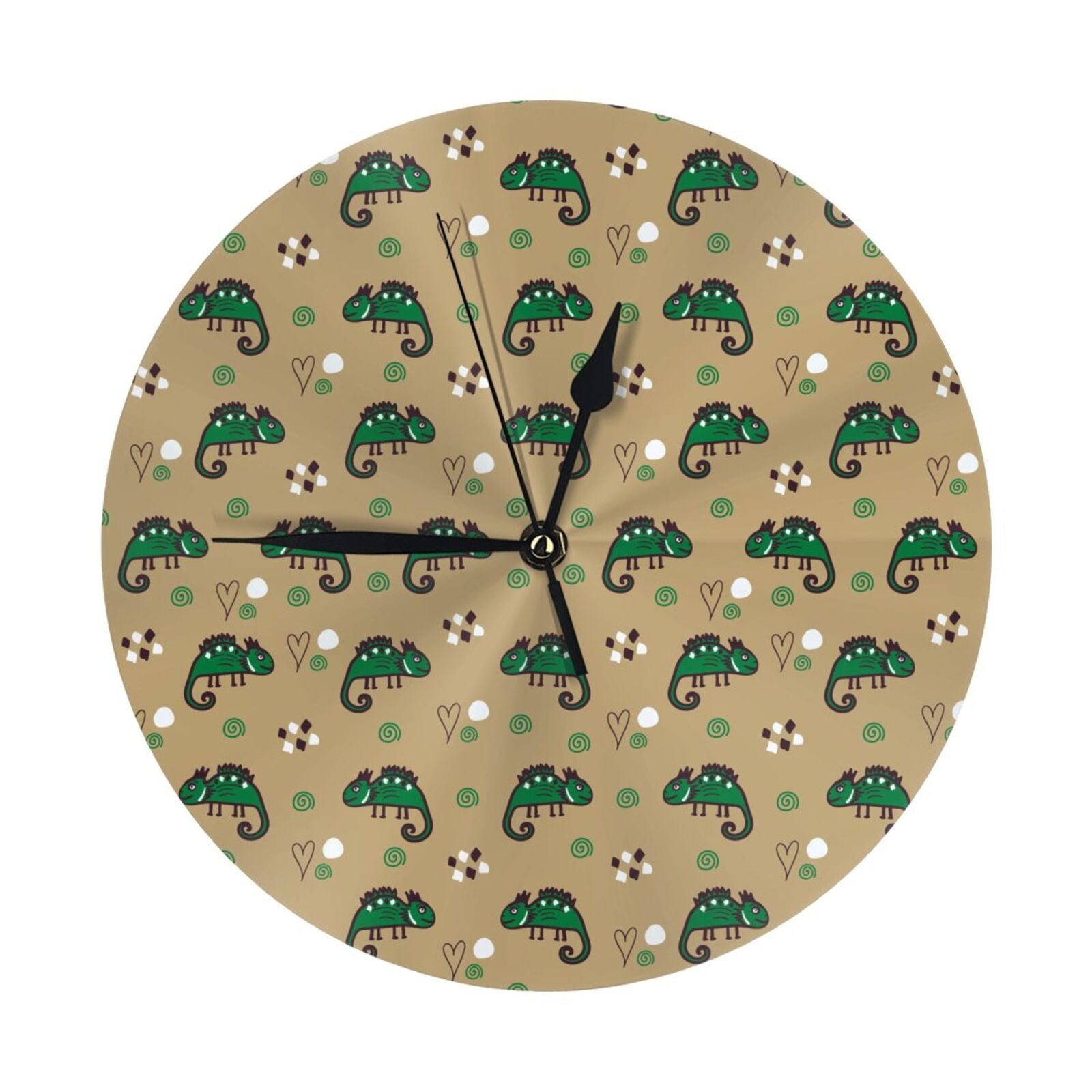 Wall Clock, Cartoon Funny Cute Lizard Green Wall Clocks Battery ...