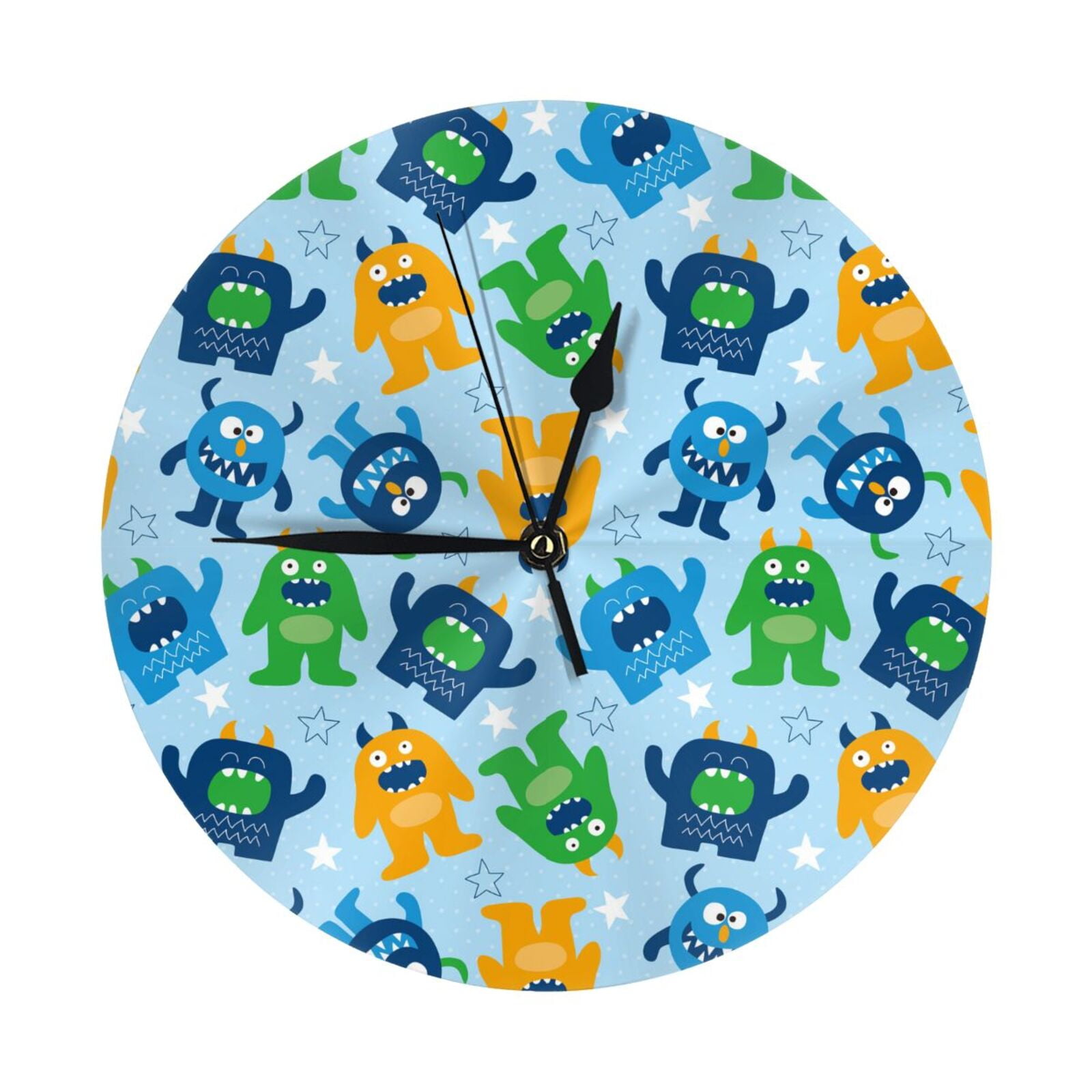 Wall Clock, Cartoon Monster Wall Clocks Battery Operated Silent Kitchen ...
