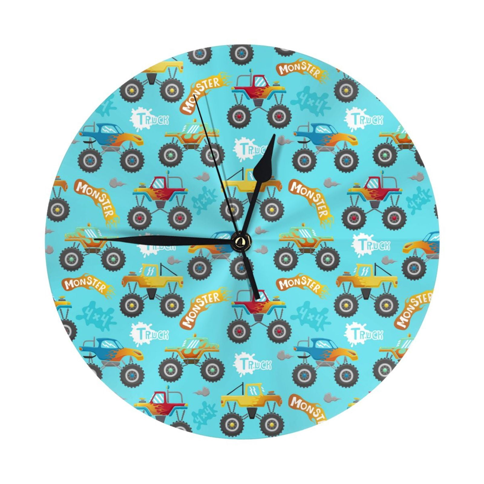 Wall Clock Cartoon Monster Truck Wall Clocks Battery Operated, Modern ...