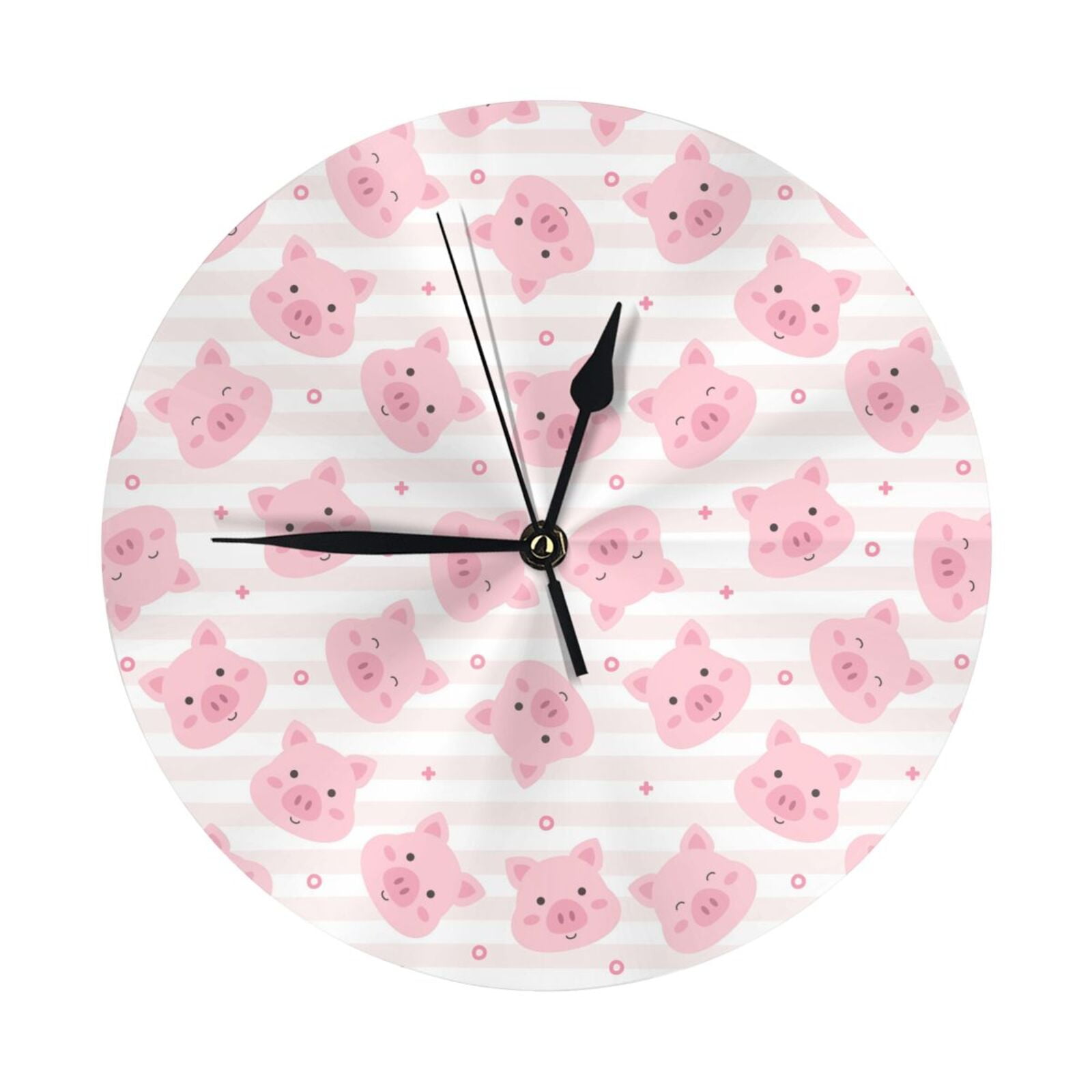 Wall Clock, Cartoon Pig Wall Clocks Battery Operated Silent Kitchen ...