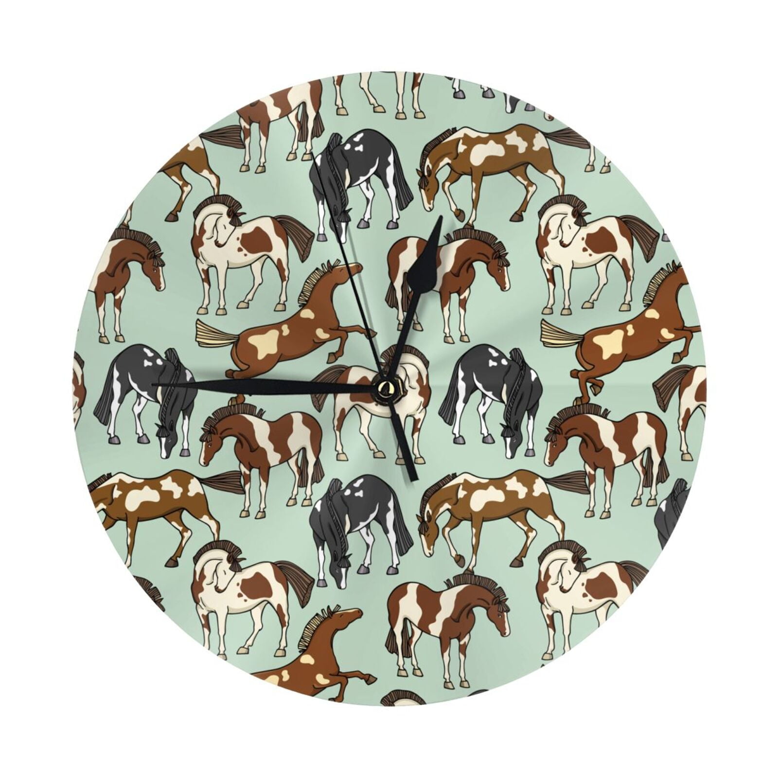Wall Clock, Cartoon Spotted Cute Horse Wall Clocks Battery Operated ...