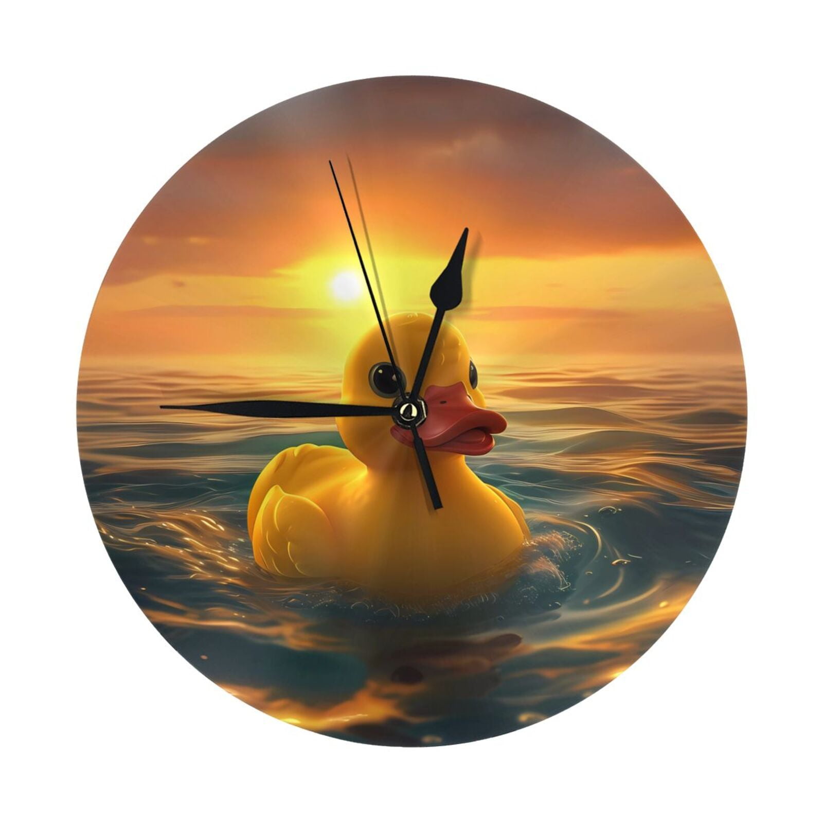 Wall Clock, Cartoon Swimming Yellow Duck Wall Clocks Battery Operated ...