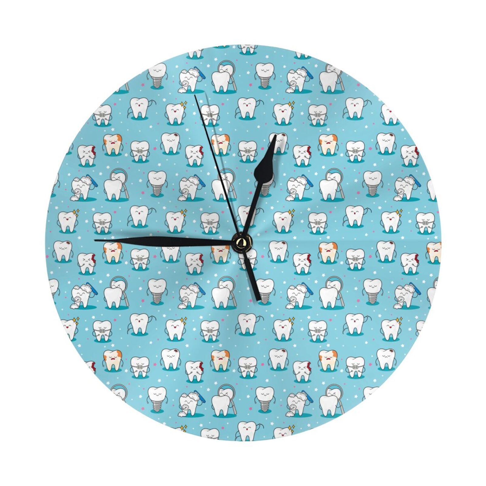Wall Clock, Cartoon Teeth Wall Clocks Battery Operated Silent Kitchen ...