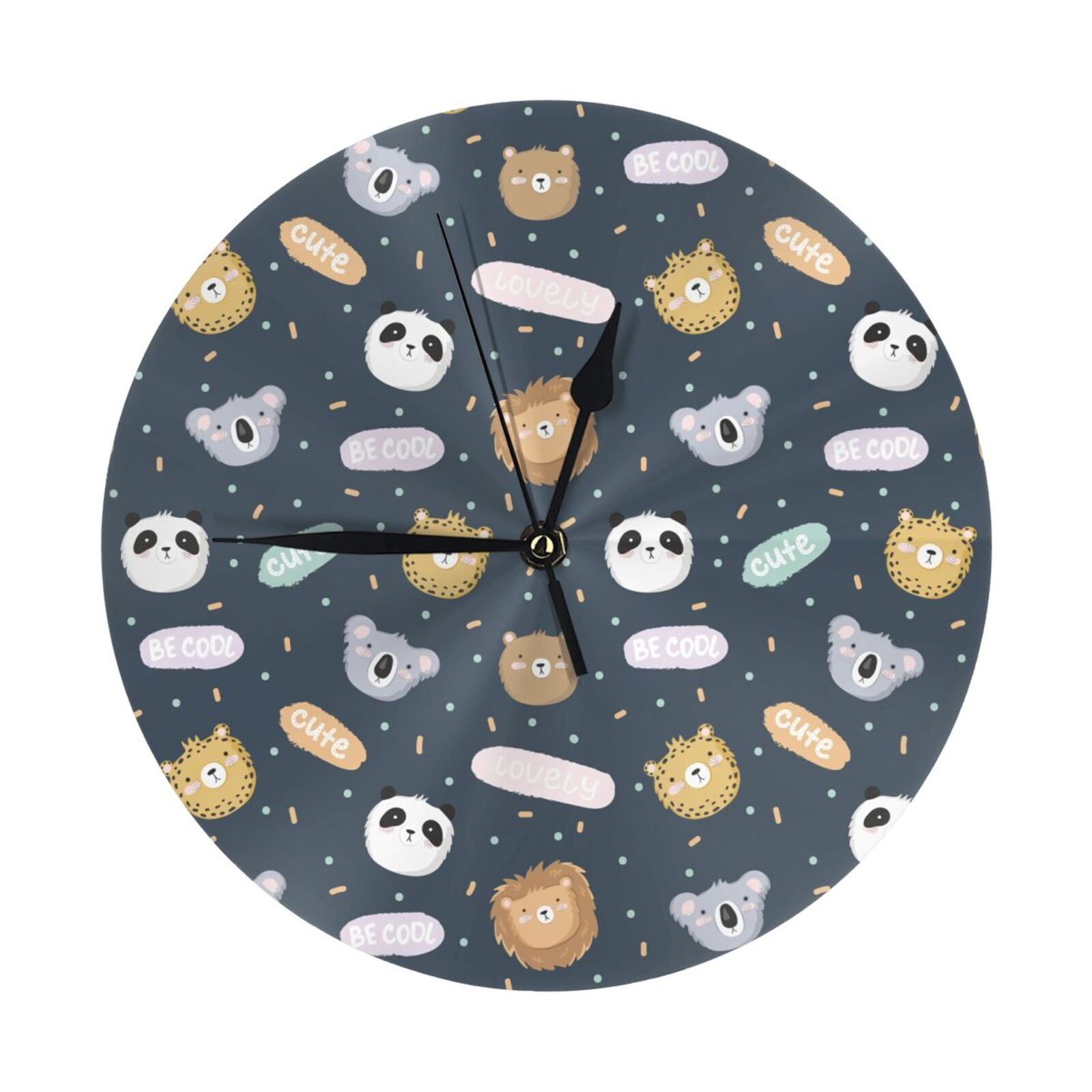 Wall Clock Cartoon animals Wall Clocks Battery Operated, Modern Wall ...