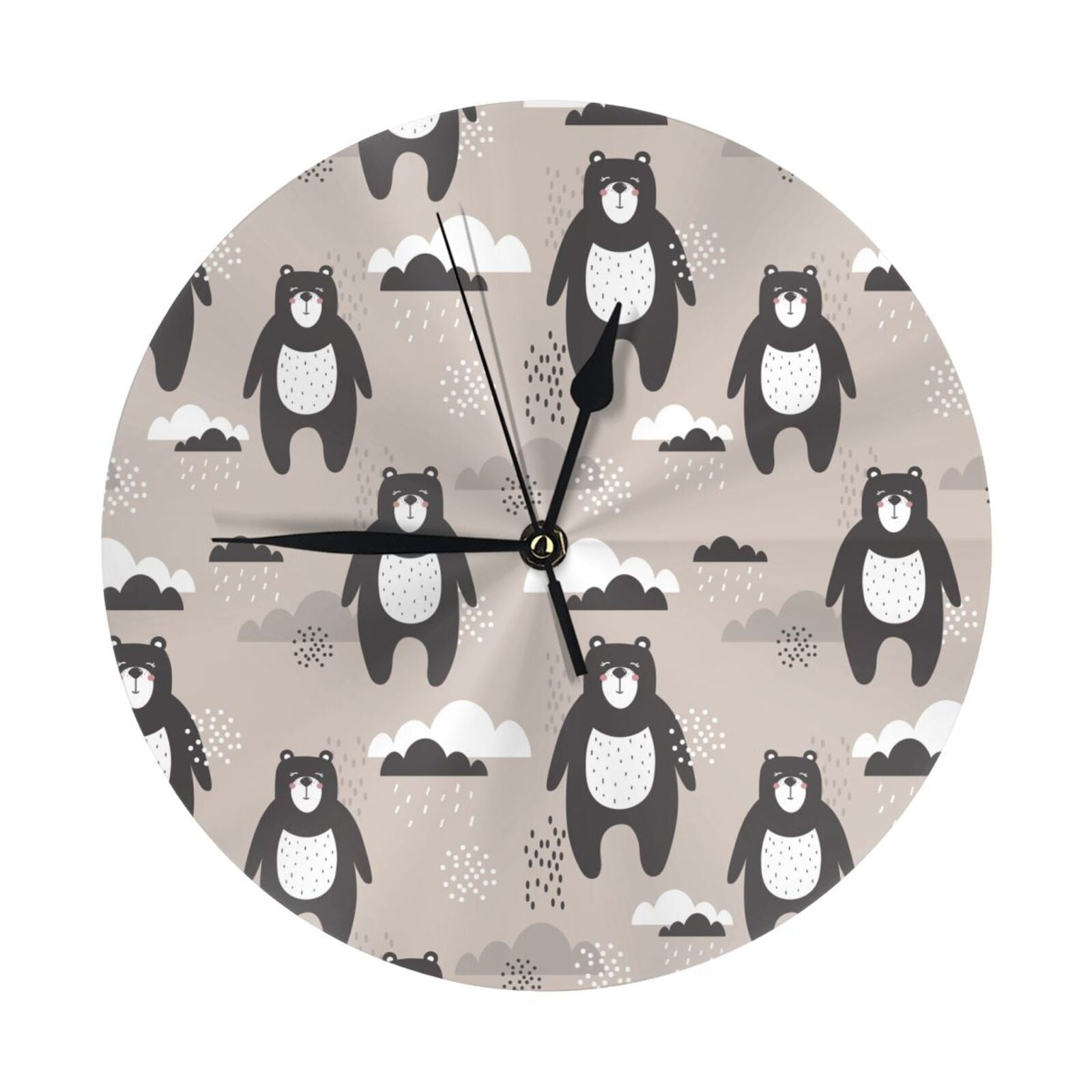 Wall Clock, Cartoon bear brown Wall Clocks Battery Operated Silent ...