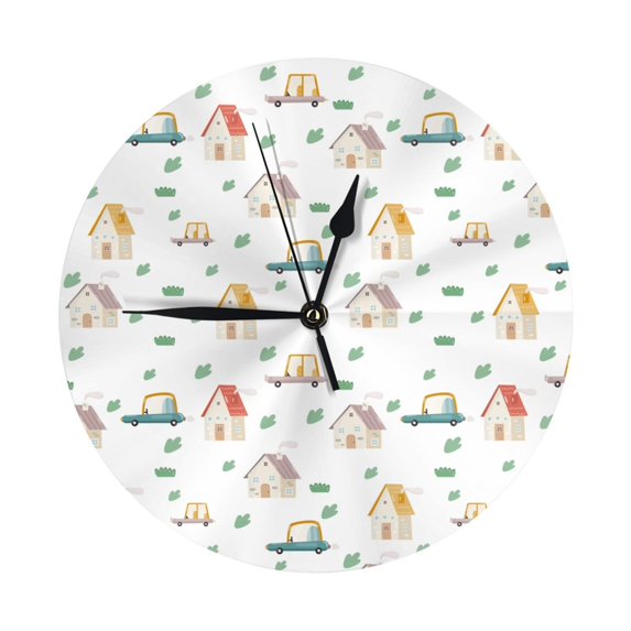 Wall Clock, Cartoon house Wall Clocks Battery Operated Silent Kitchen ...