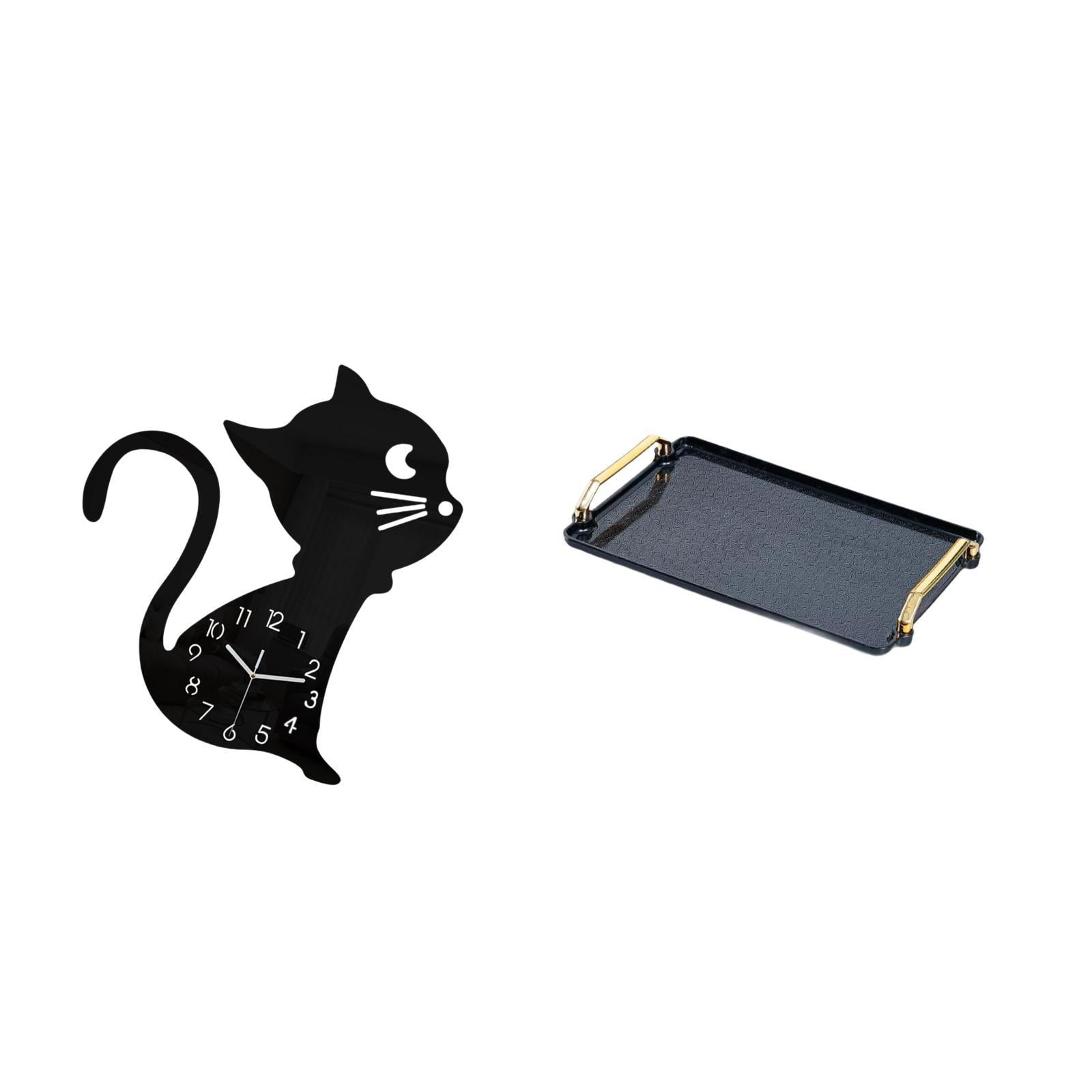 Wall Clock Cat Decorative Serving Tray Lightweight Acrylic Construction ...