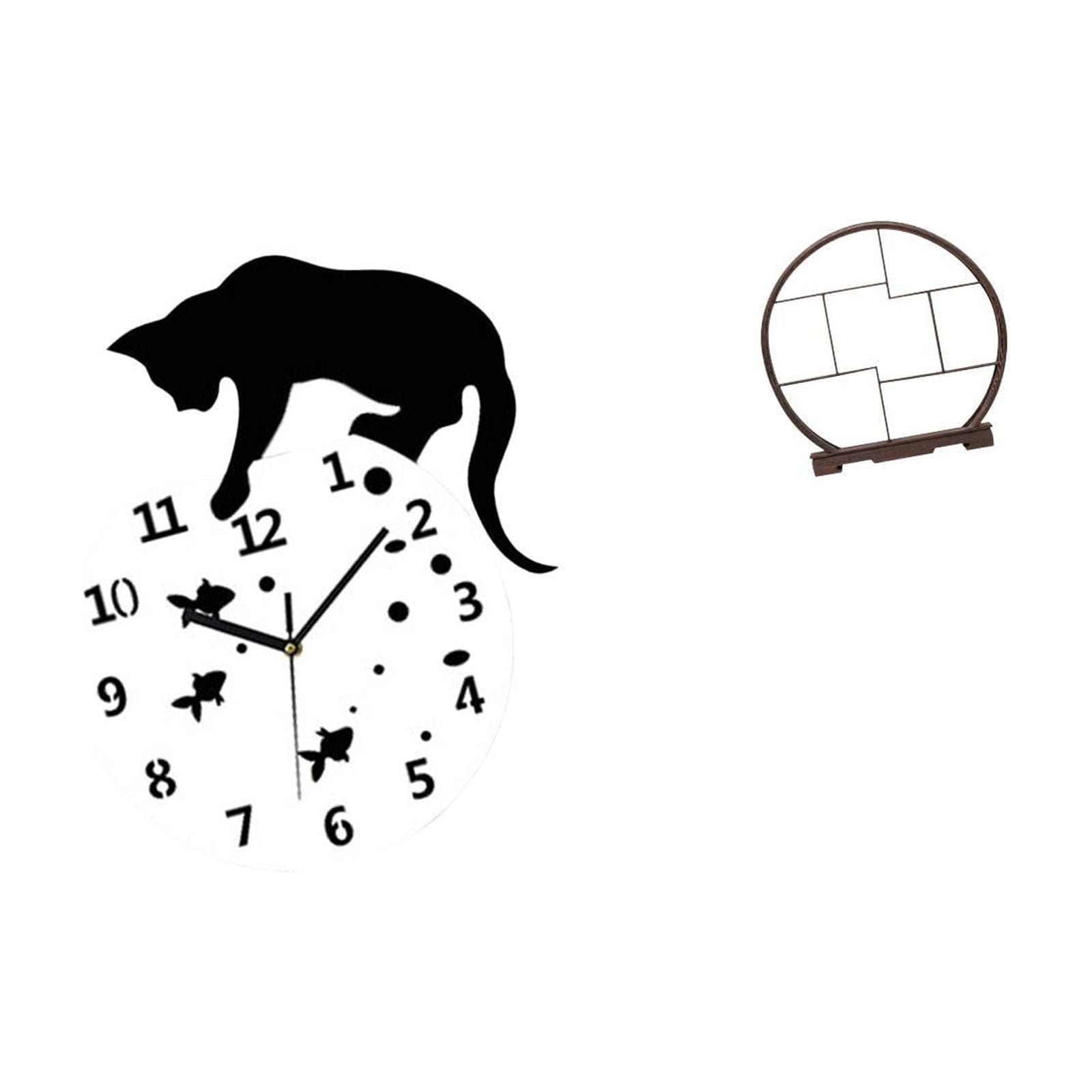 Wall Clock Cat Wall Clock Craft Display Stand Glass Material Large Size ...