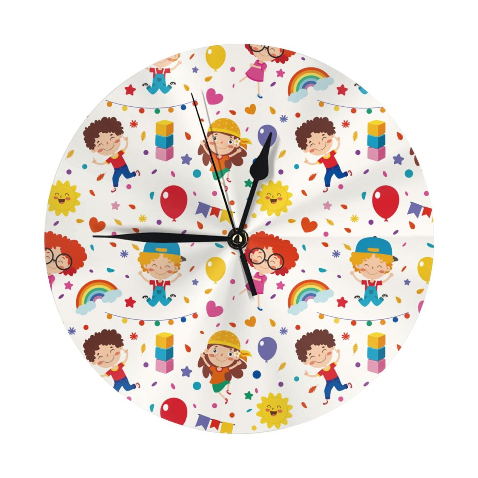 Wall Clock, Childrens party Wall Clocks Battery Operated Silent Kitchen ...