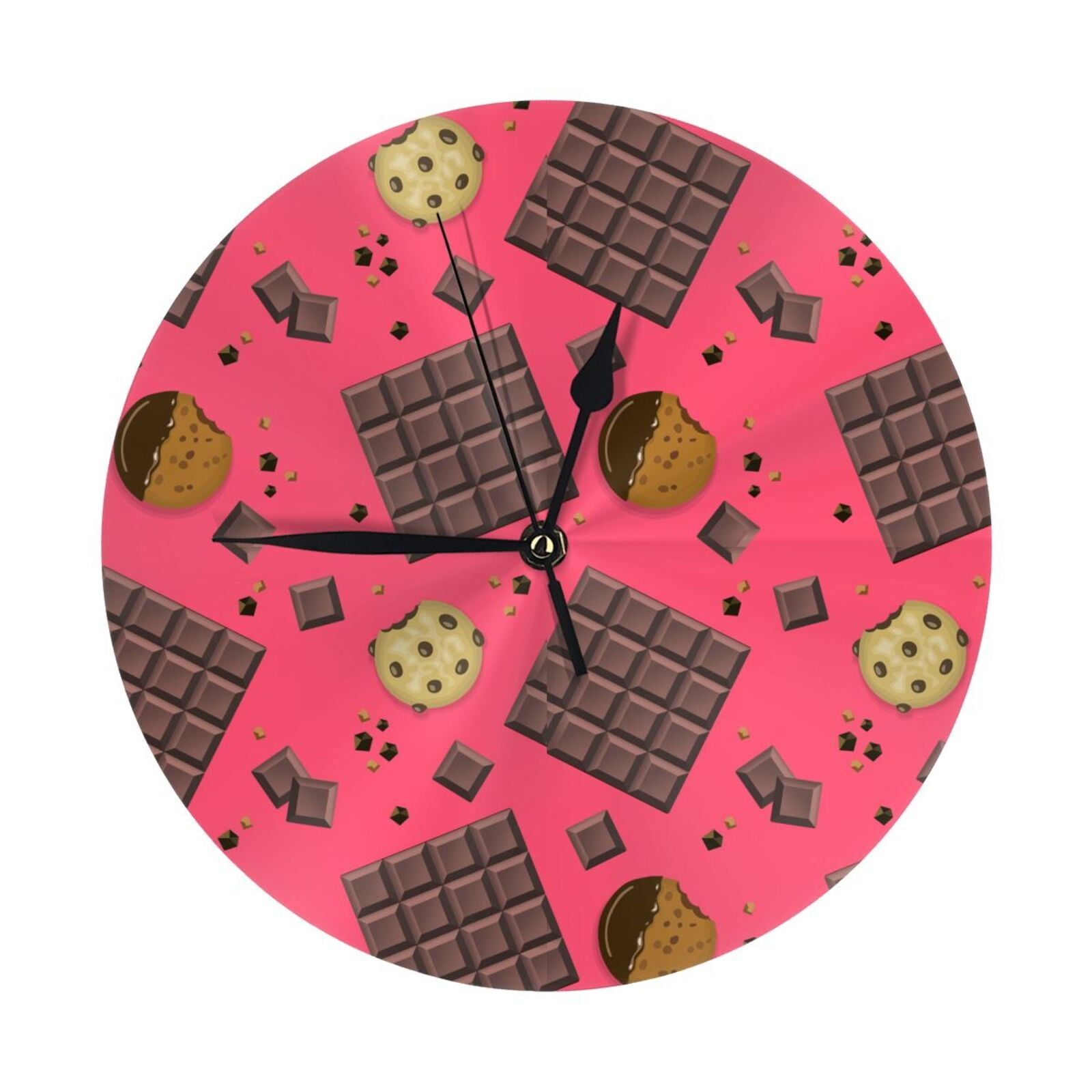Wall Clock Chocolate Biscuit Print Wall Clocks Battery Operated, Modern ...
