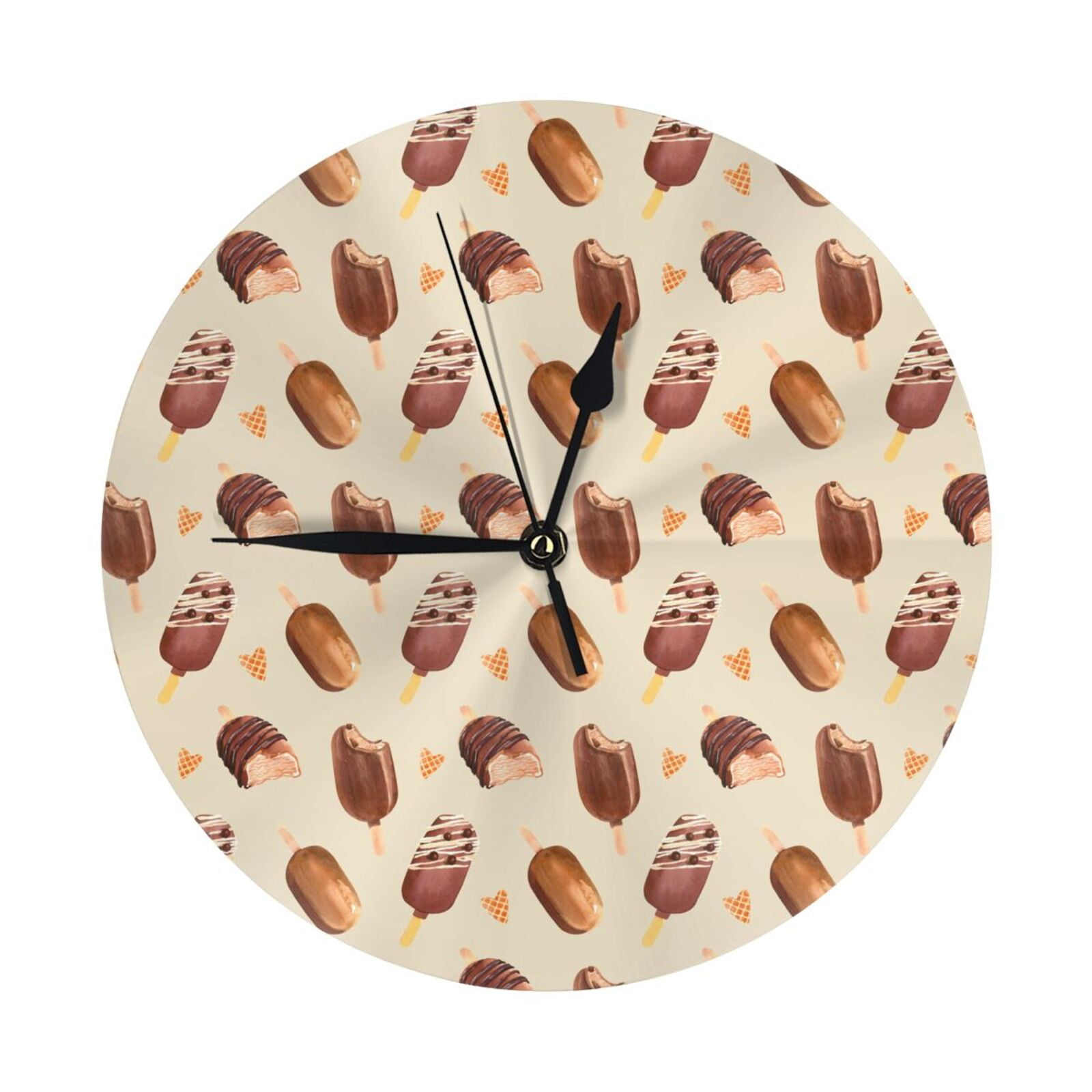 Wall Clock, Chocolate Print No.J912 Wall Clocks Battery Operated Silent ...