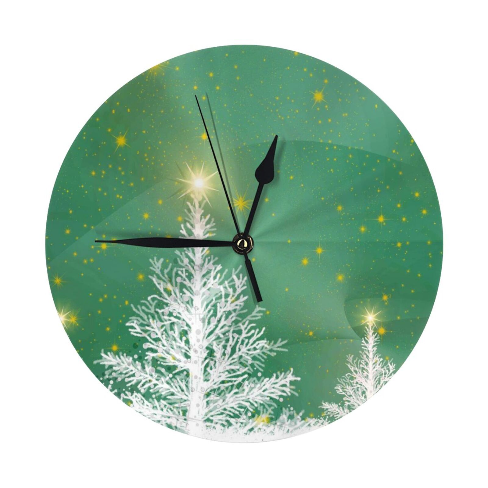 Wall Clock, Christmas Green Wall Clocks Battery Operated Silent Kitchen ...