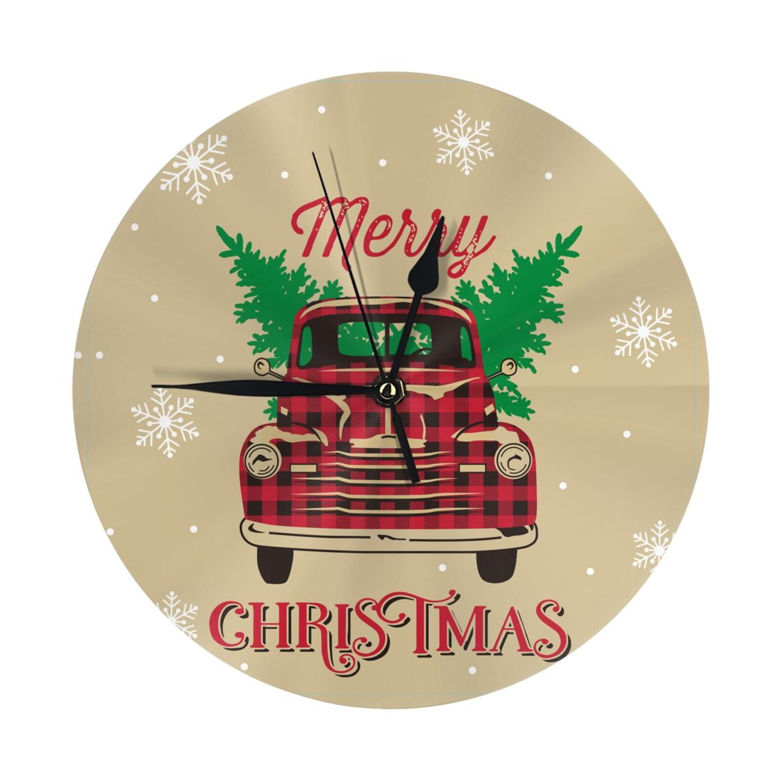 Wall Clock, Christmas Vintage Red Truck Wall Clocks Battery Operated ...