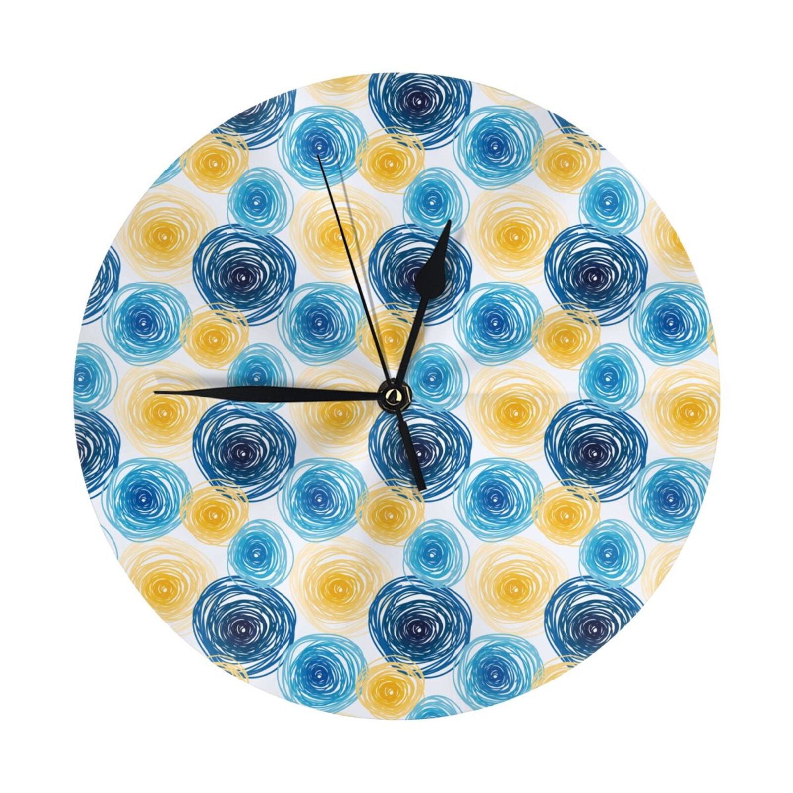 Wall Clock Circular print Wall Clocks Battery Operated, Modern Wall ...